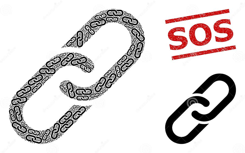 Chain Mosaic of Chain Items and Textured Sos Seal Stock Vector ...