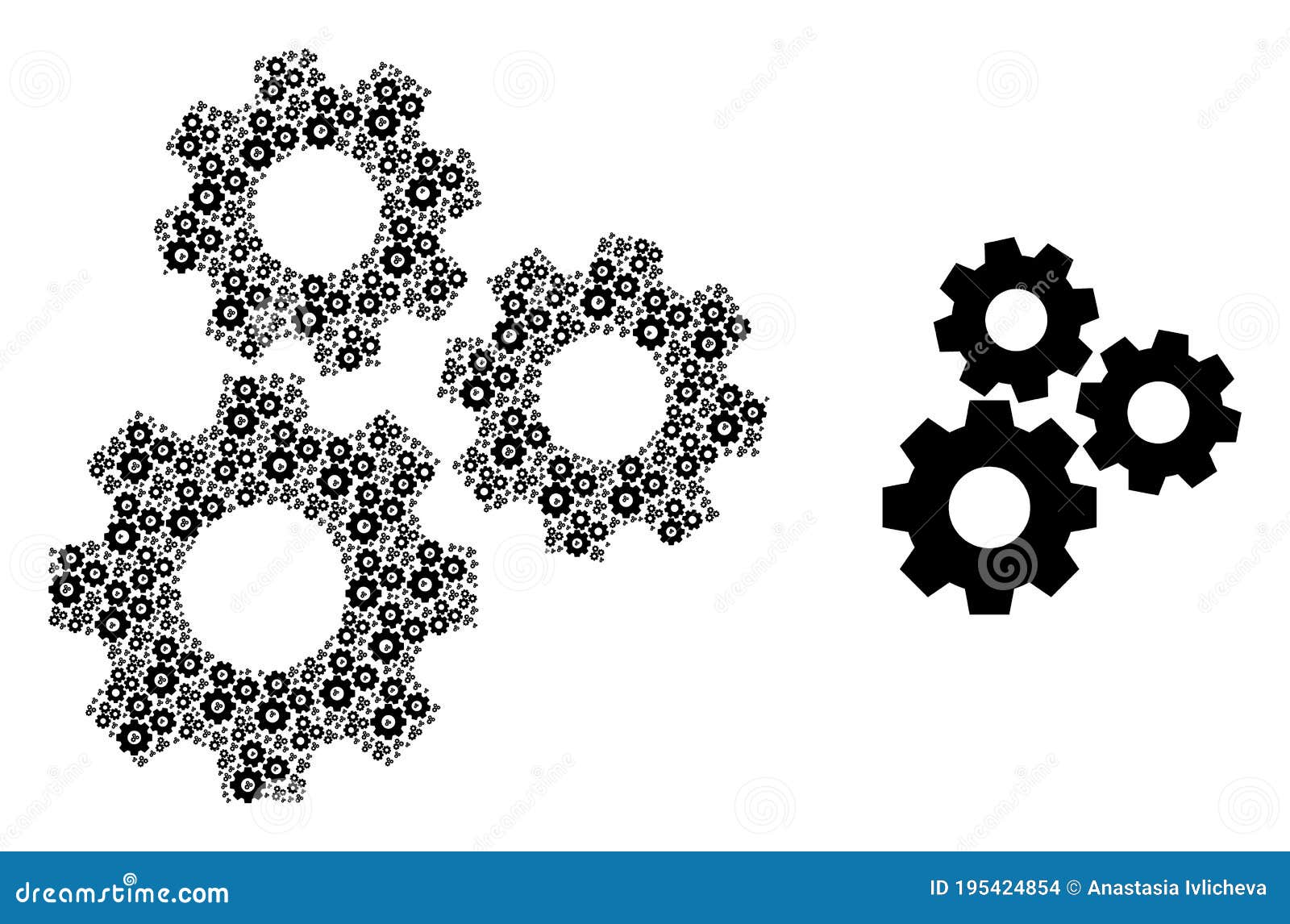 Gear Mechanism Collage of Gear Mechanism Icons and Basic Icon Stock ...