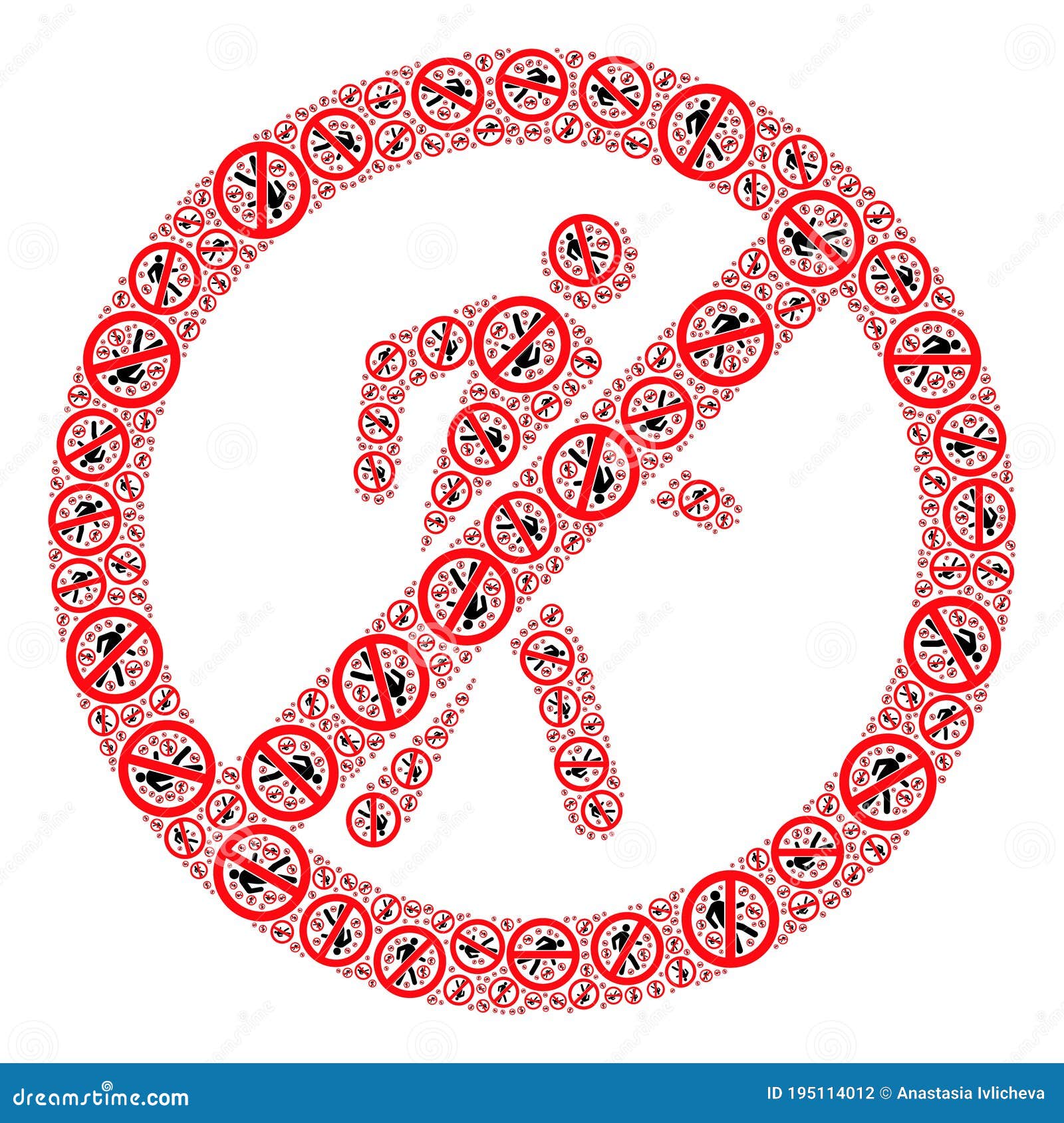 No Pedestrian Walking Recursive Collage of No Pedestrian Walking Icons ...