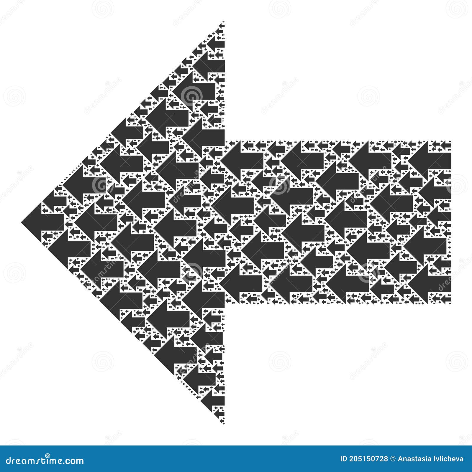 Arrow Left Fractal Collage of Itself Items Stock Vector - Illustration ...