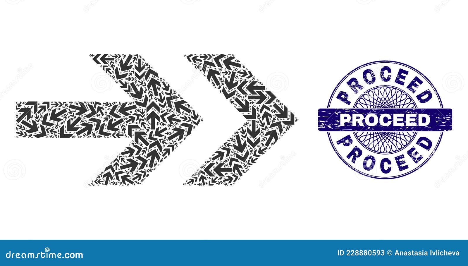 Collage Proceed Icon With Grunge Proceed Stamp Cartoon Vector ...