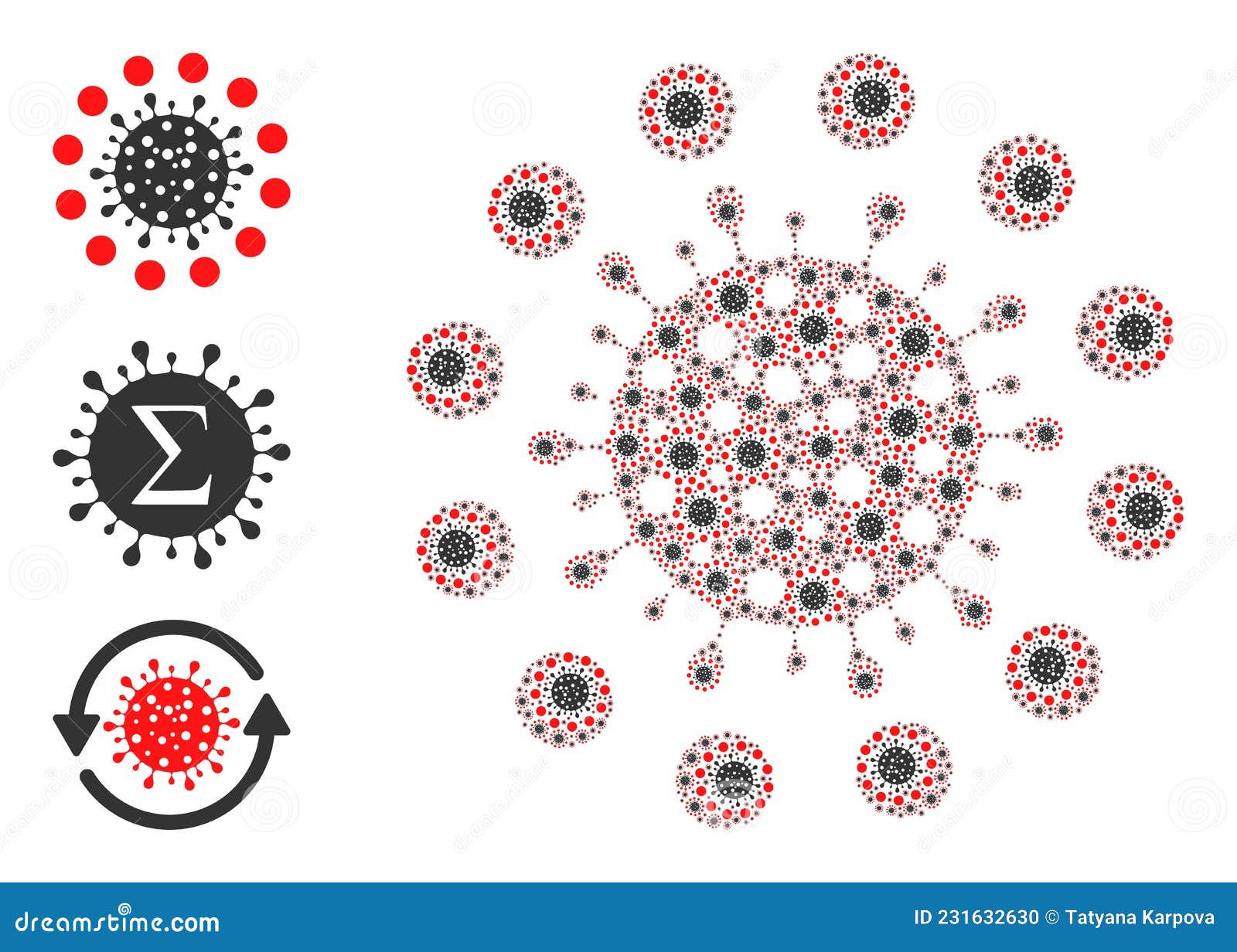 Recursive Coronavirus Red Zone Icon Self Mosaic Stock Vector ...