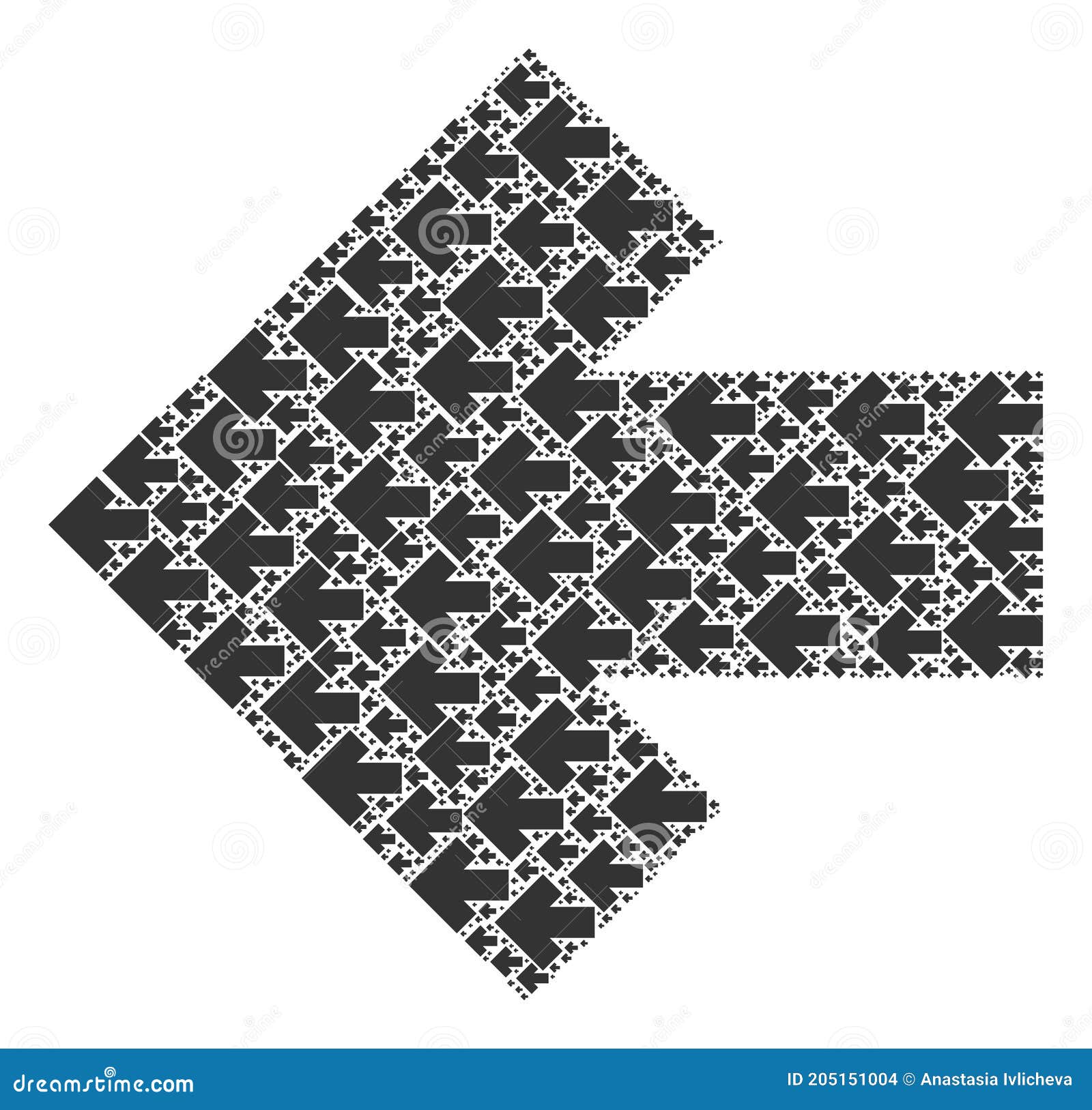 Arrow Left Recursive Composition of Itself Icons Stock Vector ...