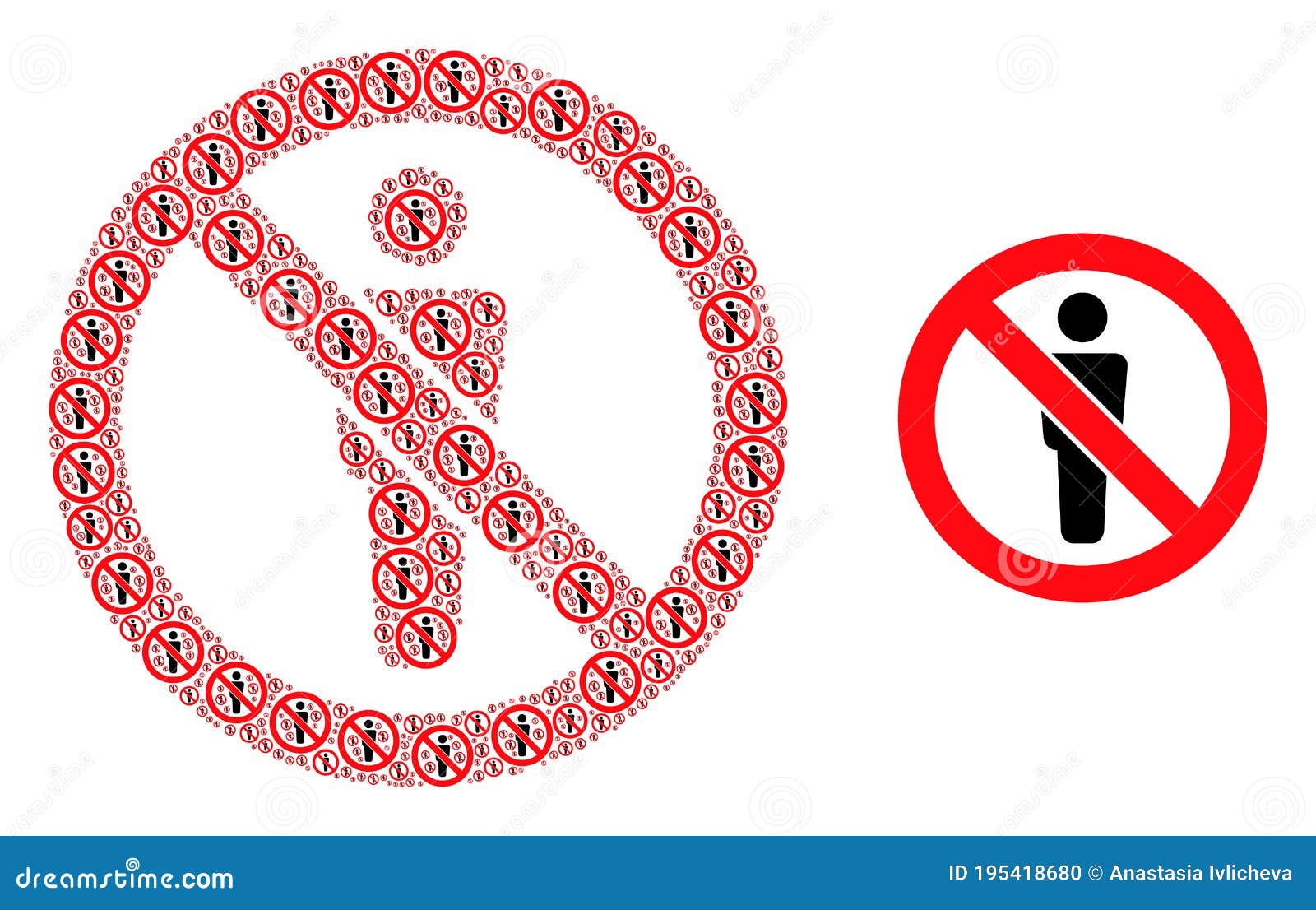 Forbidden Man Figure Recursion Collage Of Itself Icons Vector