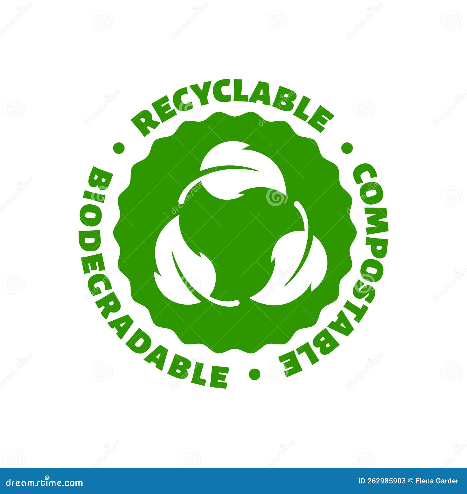 Recyclable Biodegradable Compostable Circle Green Inons. Vector Eco Bio ...