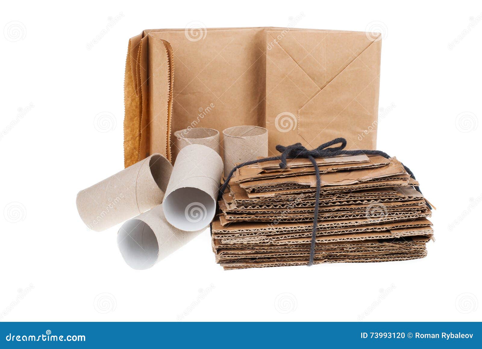 Recyclable Cardboard Waste Isolated on White Stock Photo - Image of ...