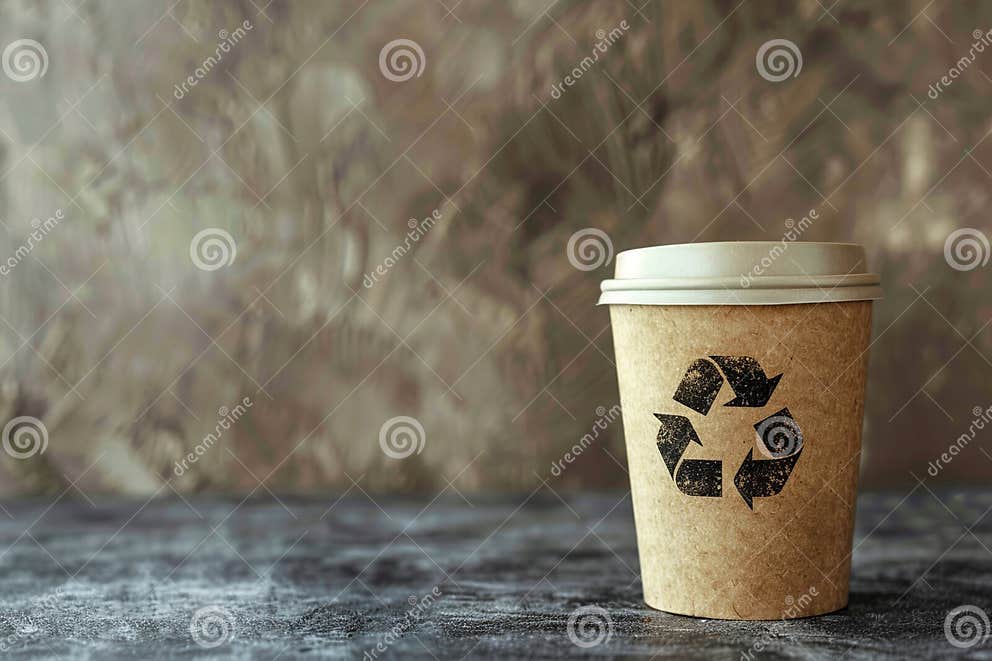 Recyclable Coffee Cup on a Rustic Surface Stock Illustration ...