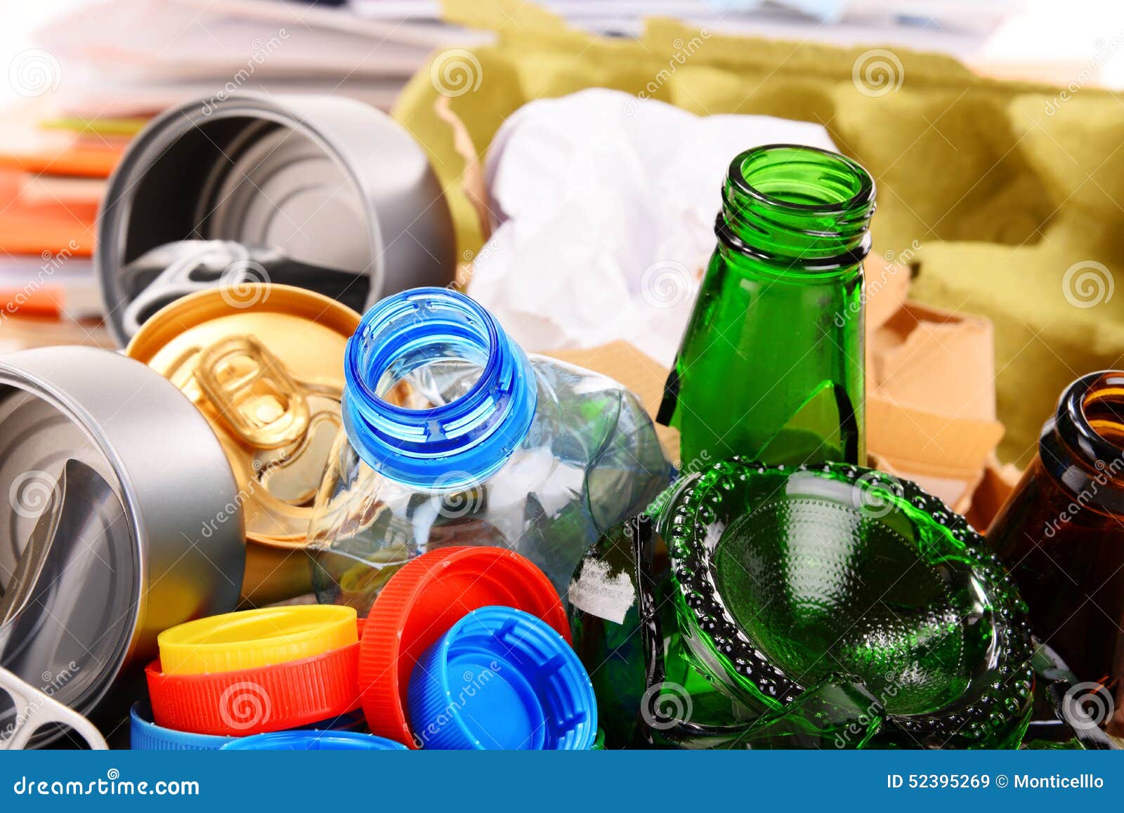Recyclable Garbage Consisting of Glass, Plastic, Metal and Paper Stock ...