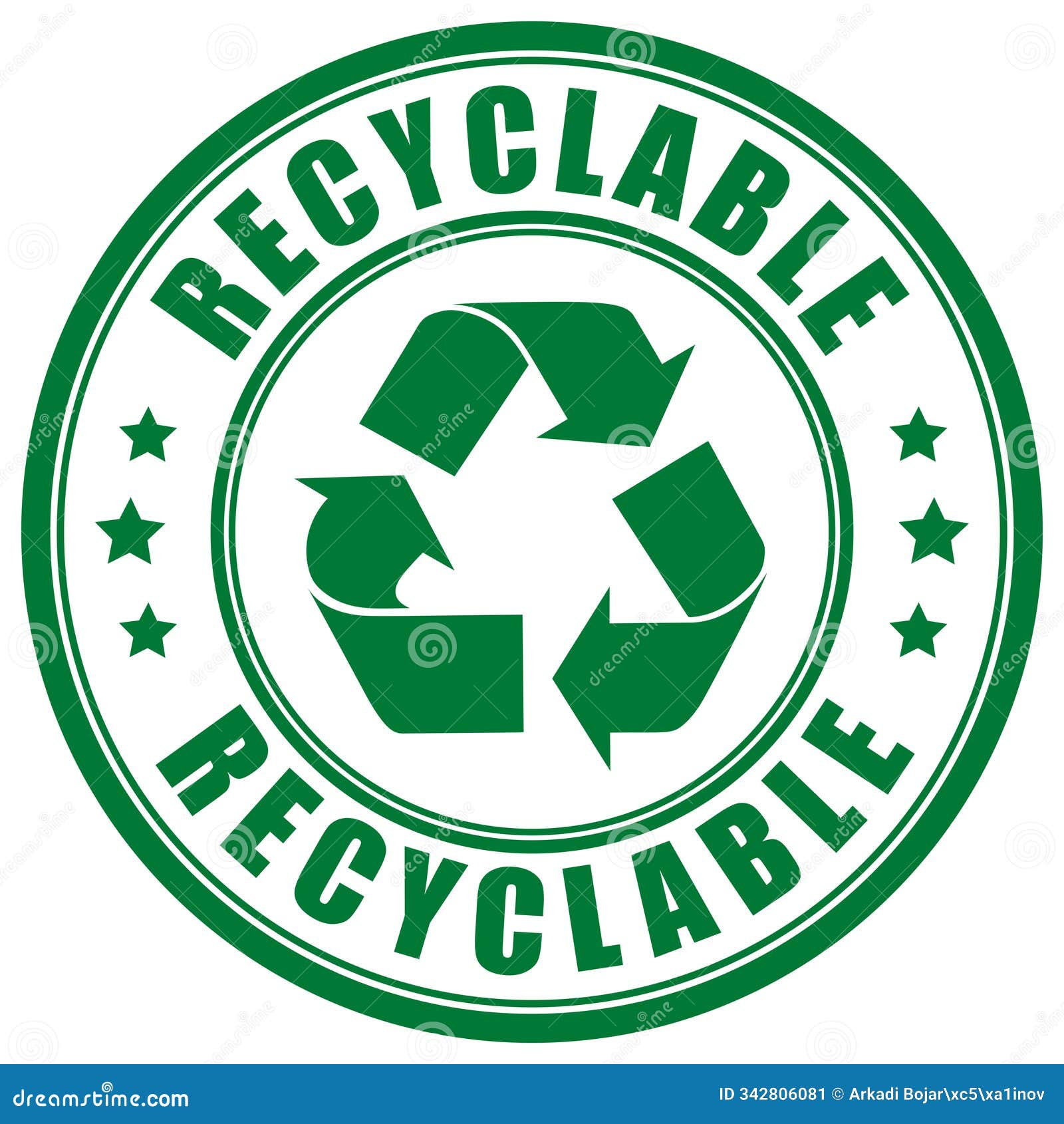 Recyclable Materials Vector Label Stock Vector - Illustration of waste ...