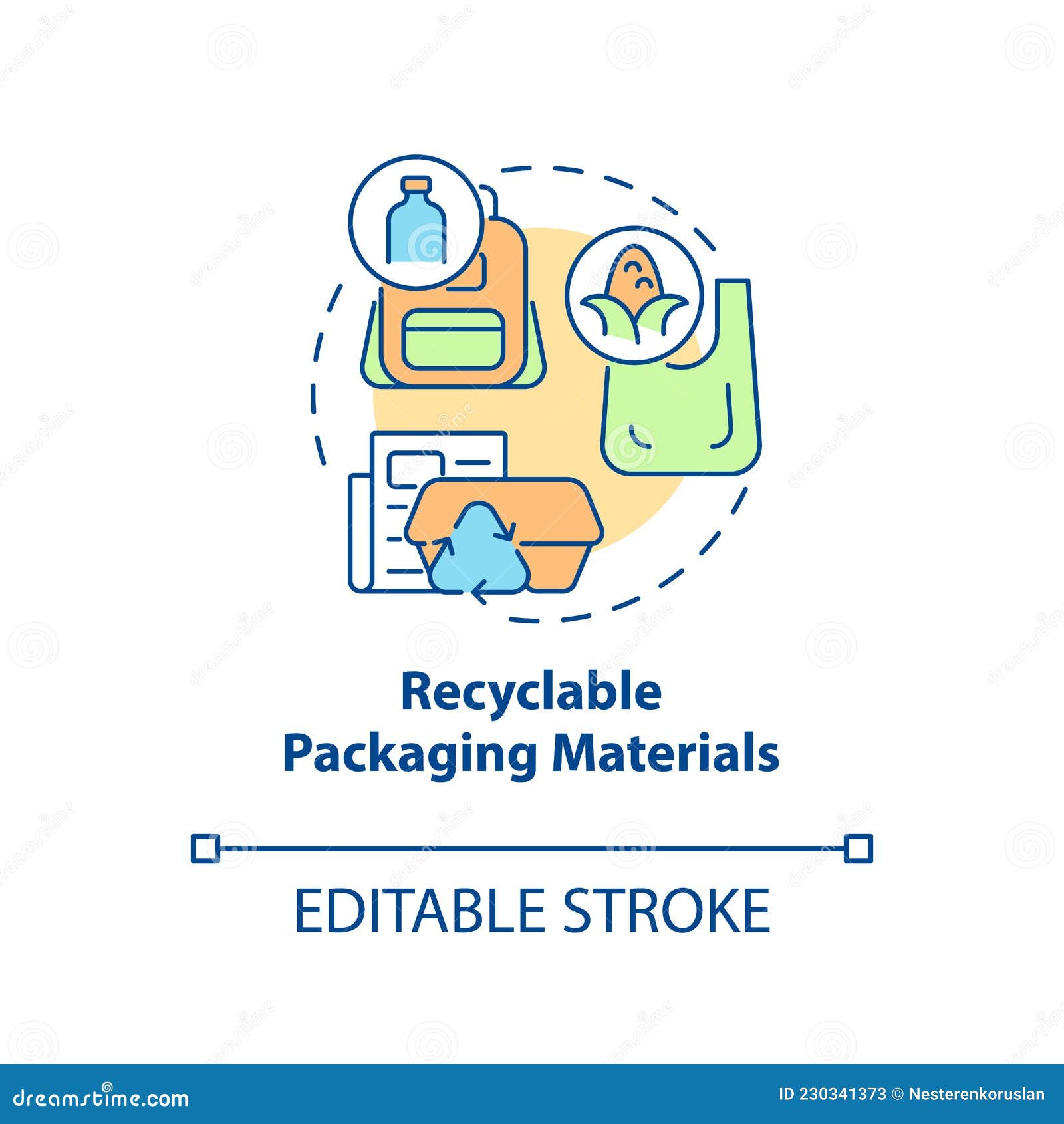 Recyclable Packaging Materials Concept Icon Stock Vector - Illustration ...
