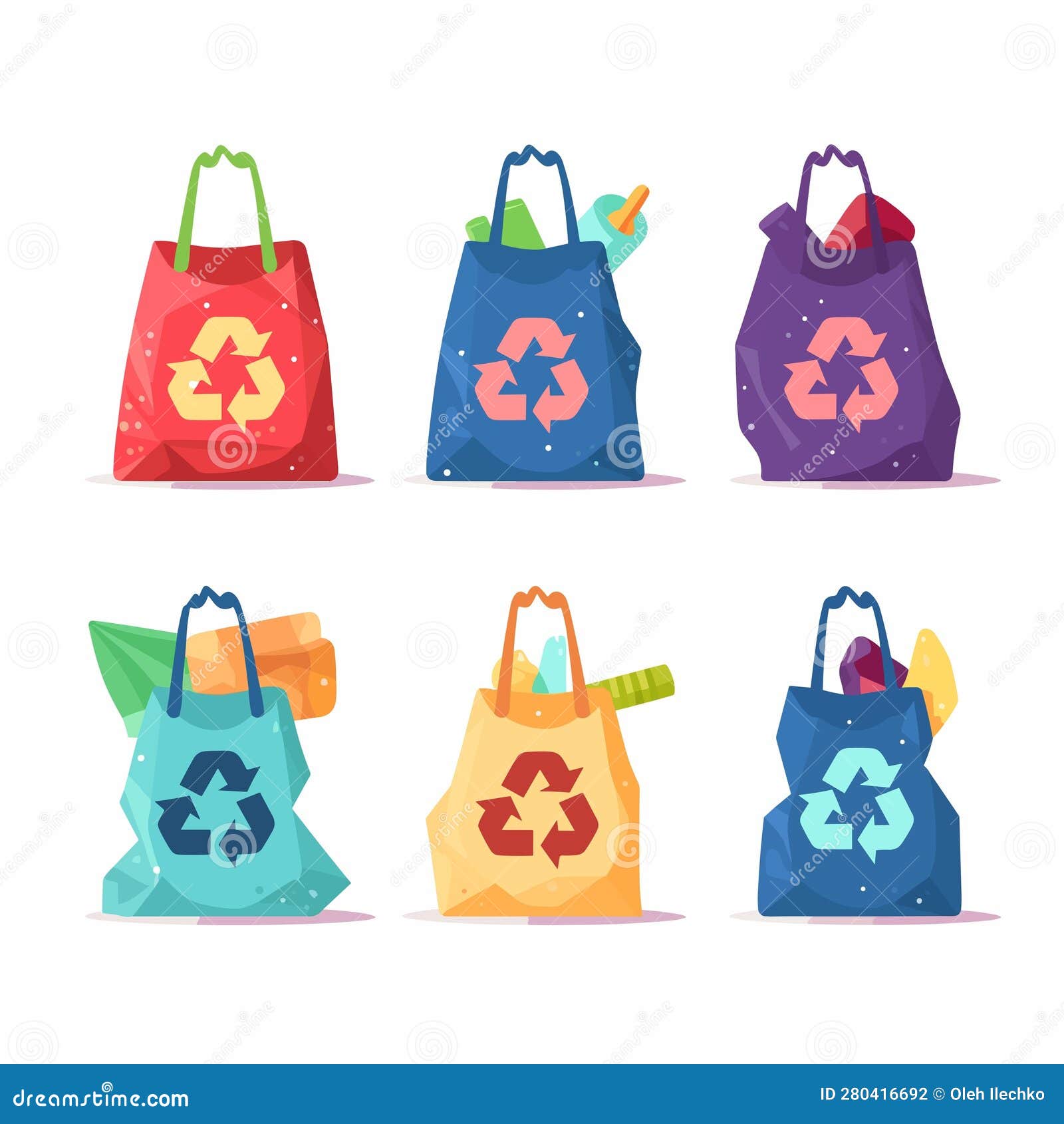 Recyclable Plastic Bag Set Vector Isolated Illustration Stock Vector ...