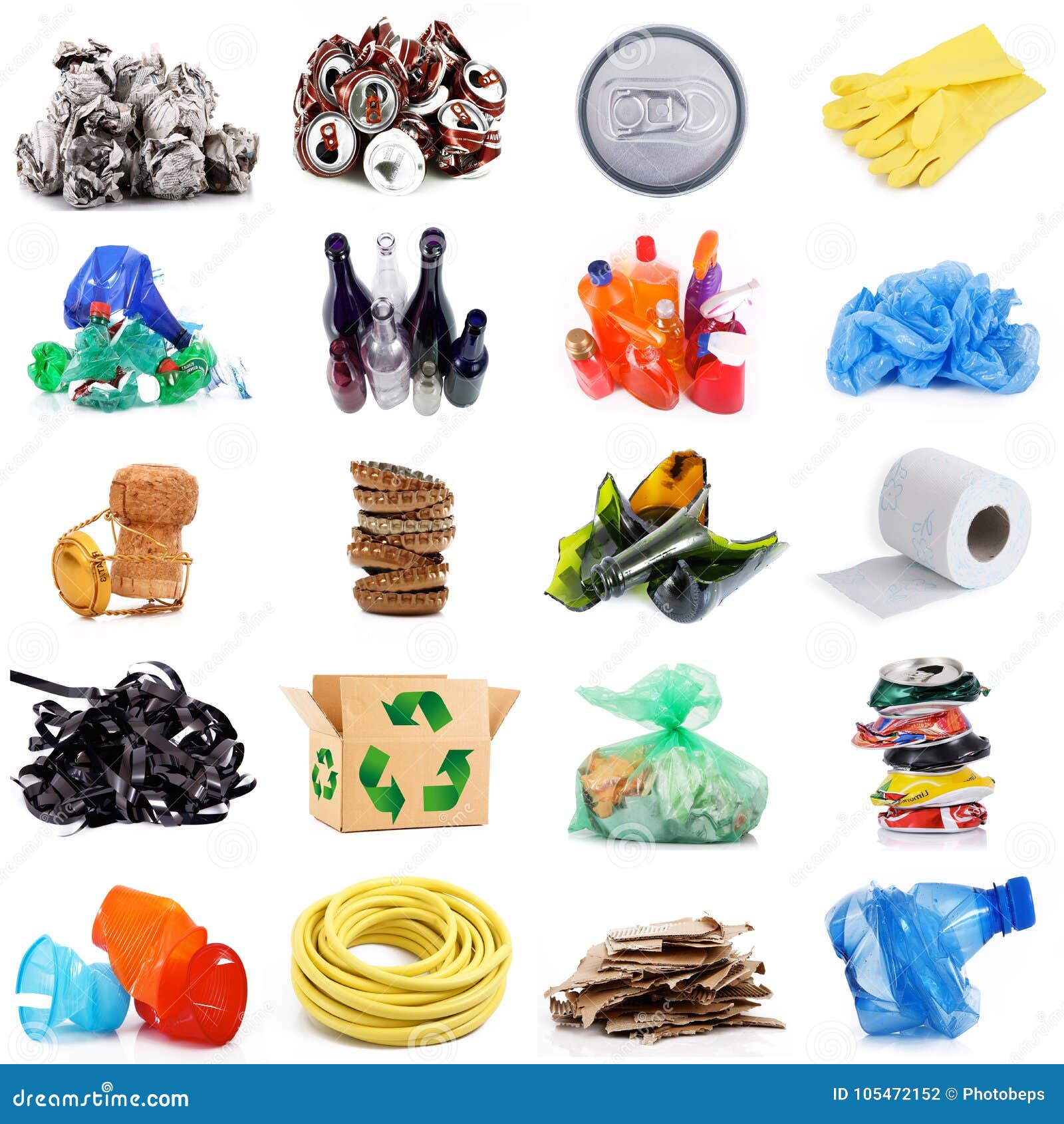 Recyclable Waste Collage in White Background Stock Photo - Image of ...