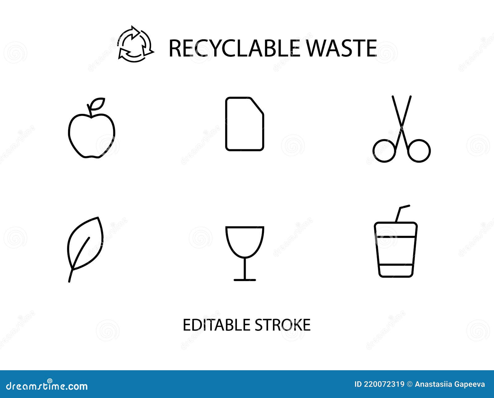 Recyclable Waste Collection Outline Icon. Organic Trash Sorting Stock ...