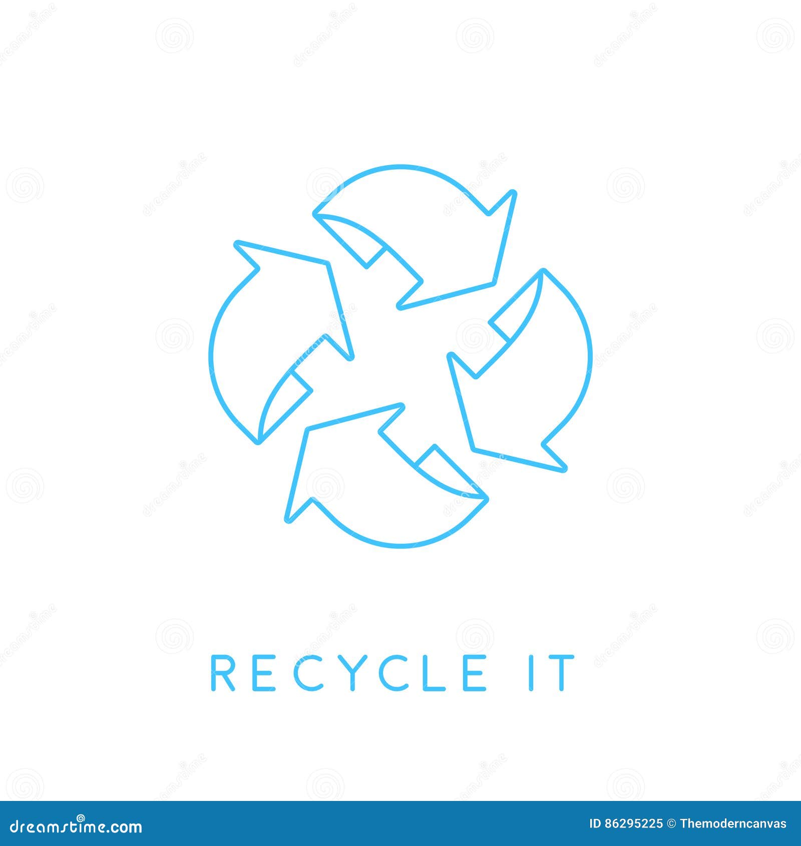 Recycle it - Abstract Blue Linear Recycling Icon. Stock Vector ...
