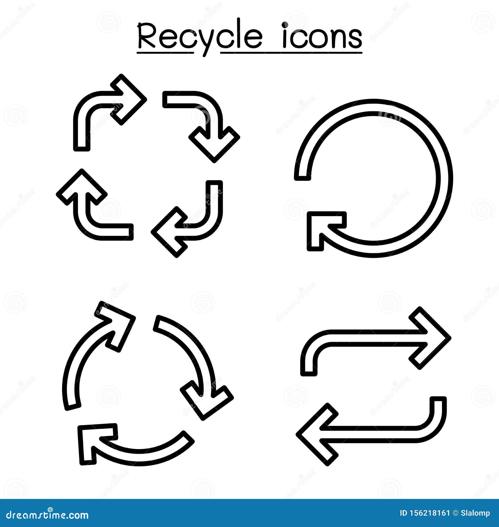 Recycle Arrow Icon Set in Thin Line Style Stock Vector - Illustration ...