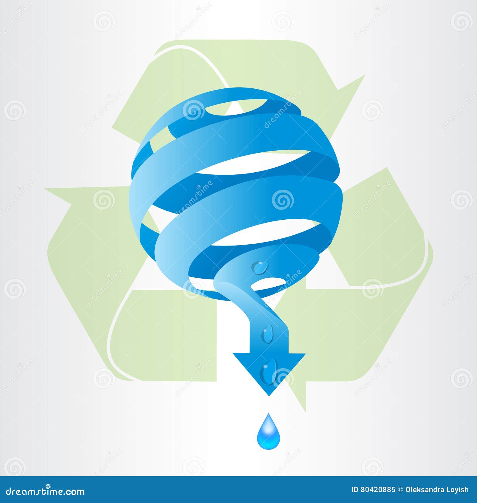 Recycle Arrows and Abstract Blue Sphere with Water Drops. Stock Vector ...