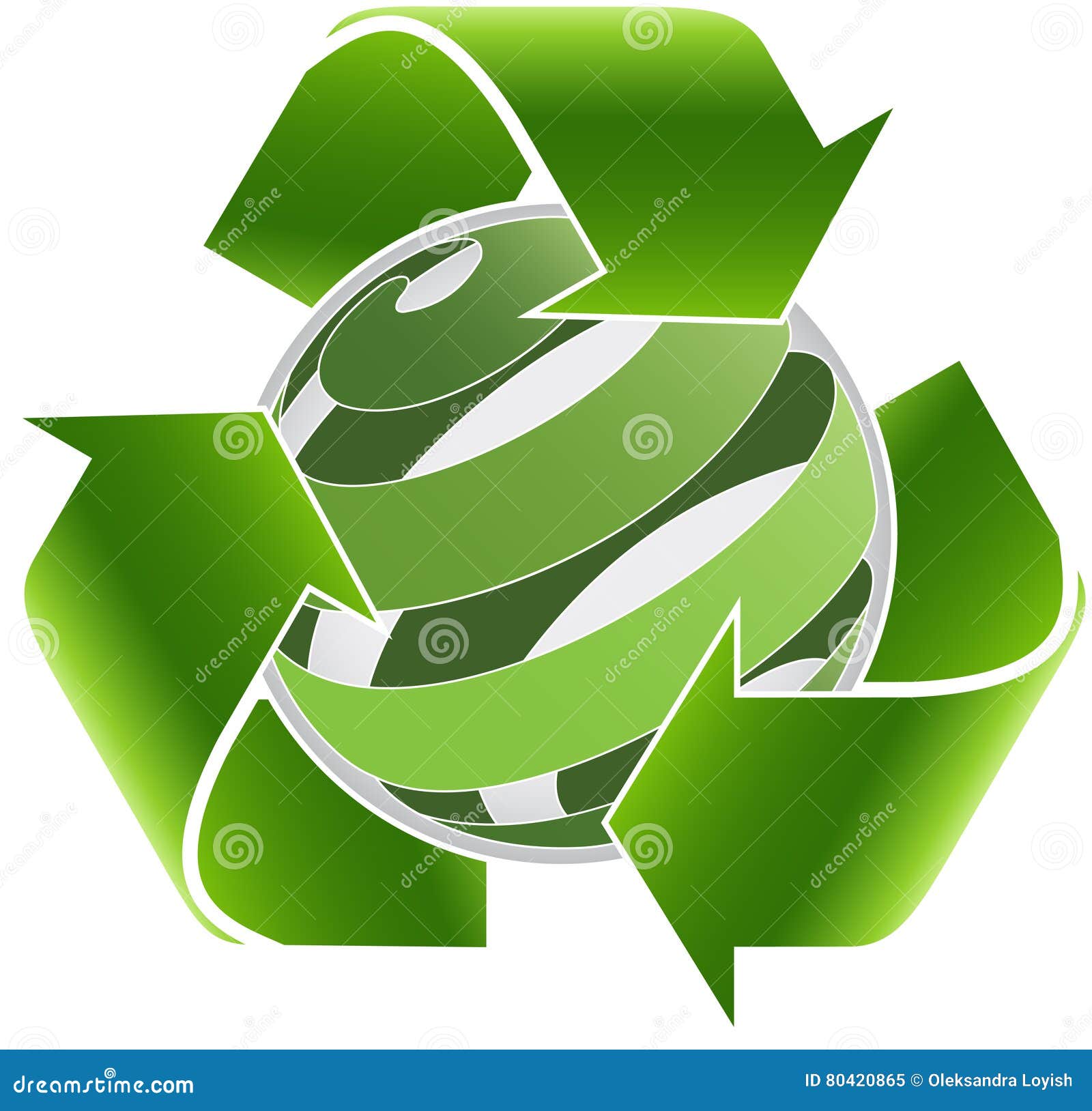 Recycle Arrows and Abstract Green Sphere. Stock Vector - Illustration ...