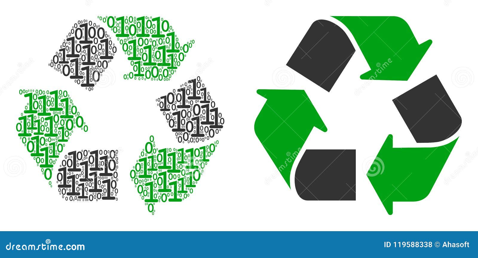 Recycle Arrows Collage of Binary Digits Stock Vector - Illustration of ...