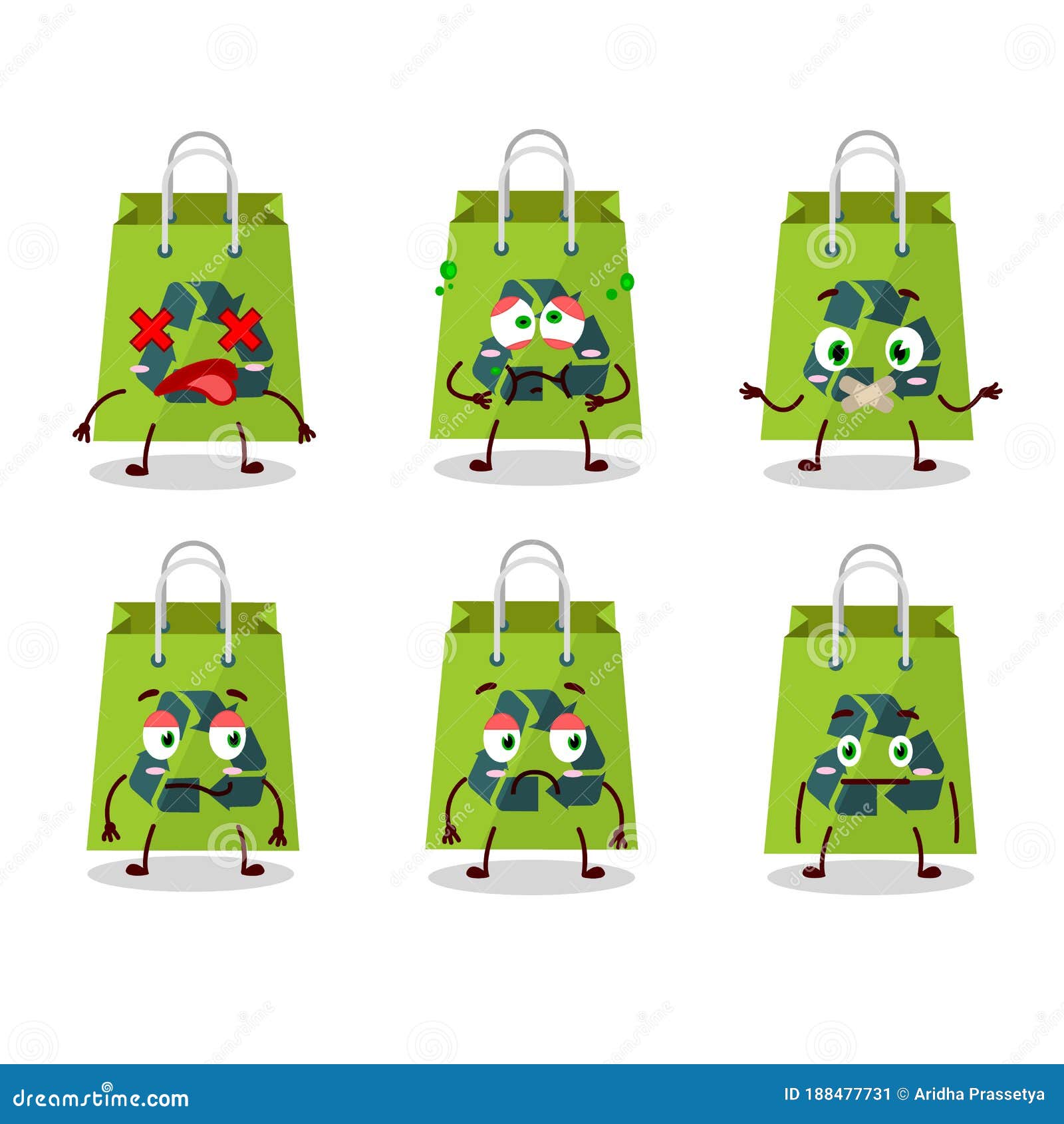 Recycle Bag Cartoon Character with Nope Expression Stock Vector ...