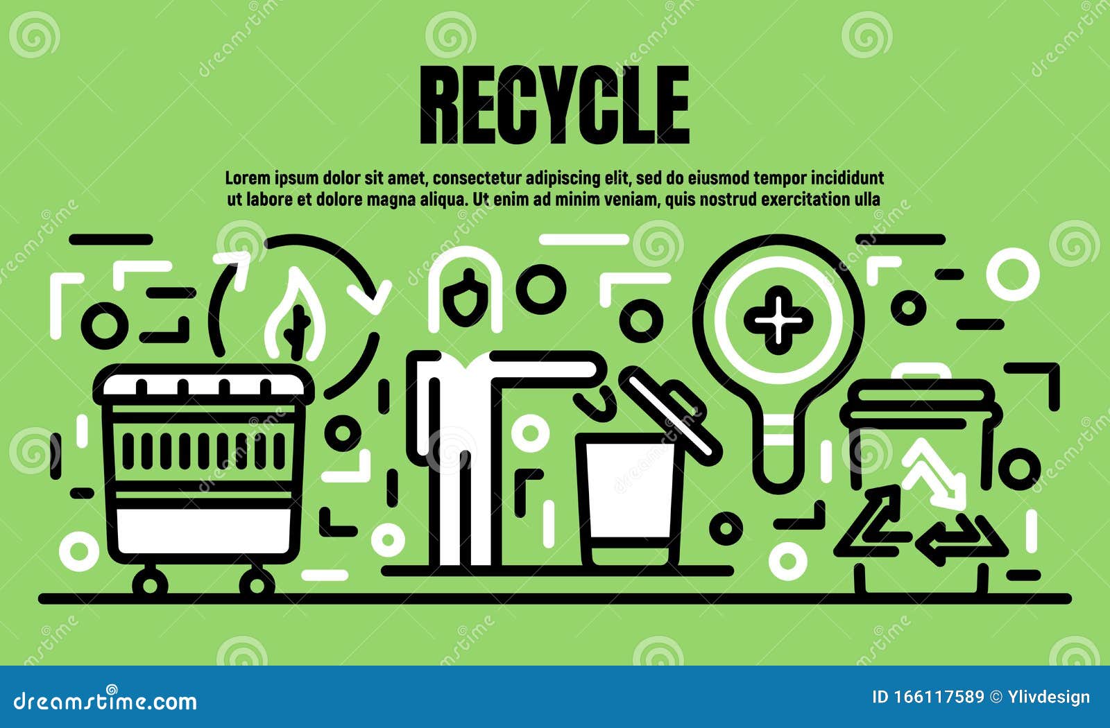 Recycle Banner. Color Upcycling Lettering With Icon. Silhouette ...