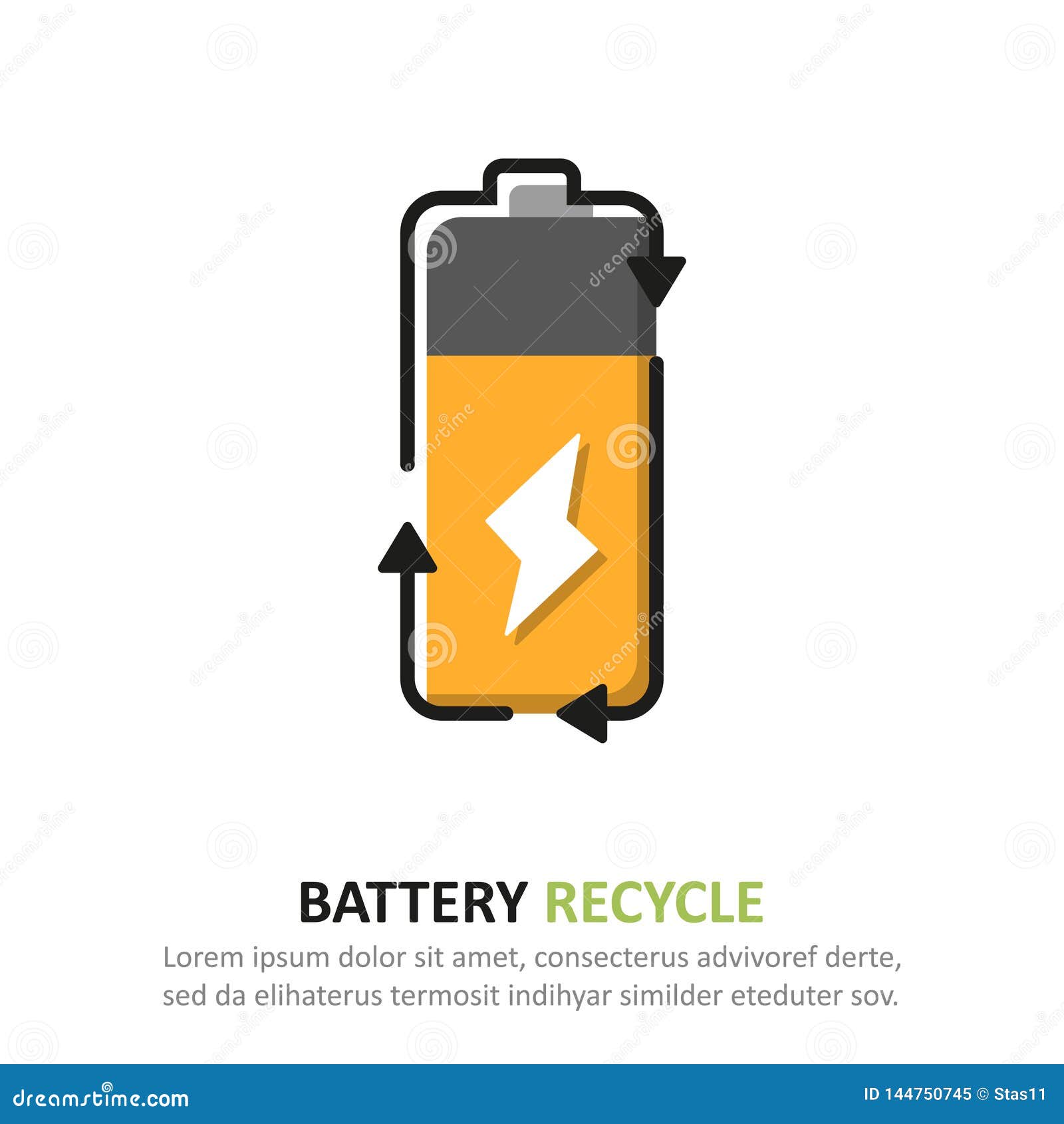 Recycle Battery Icon in a Flat Design. Vector Illustration Stock Vector ...