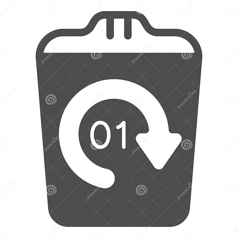 Recycle Bin with Circular Arrow Solid Icon, Data Storagei Concept ...