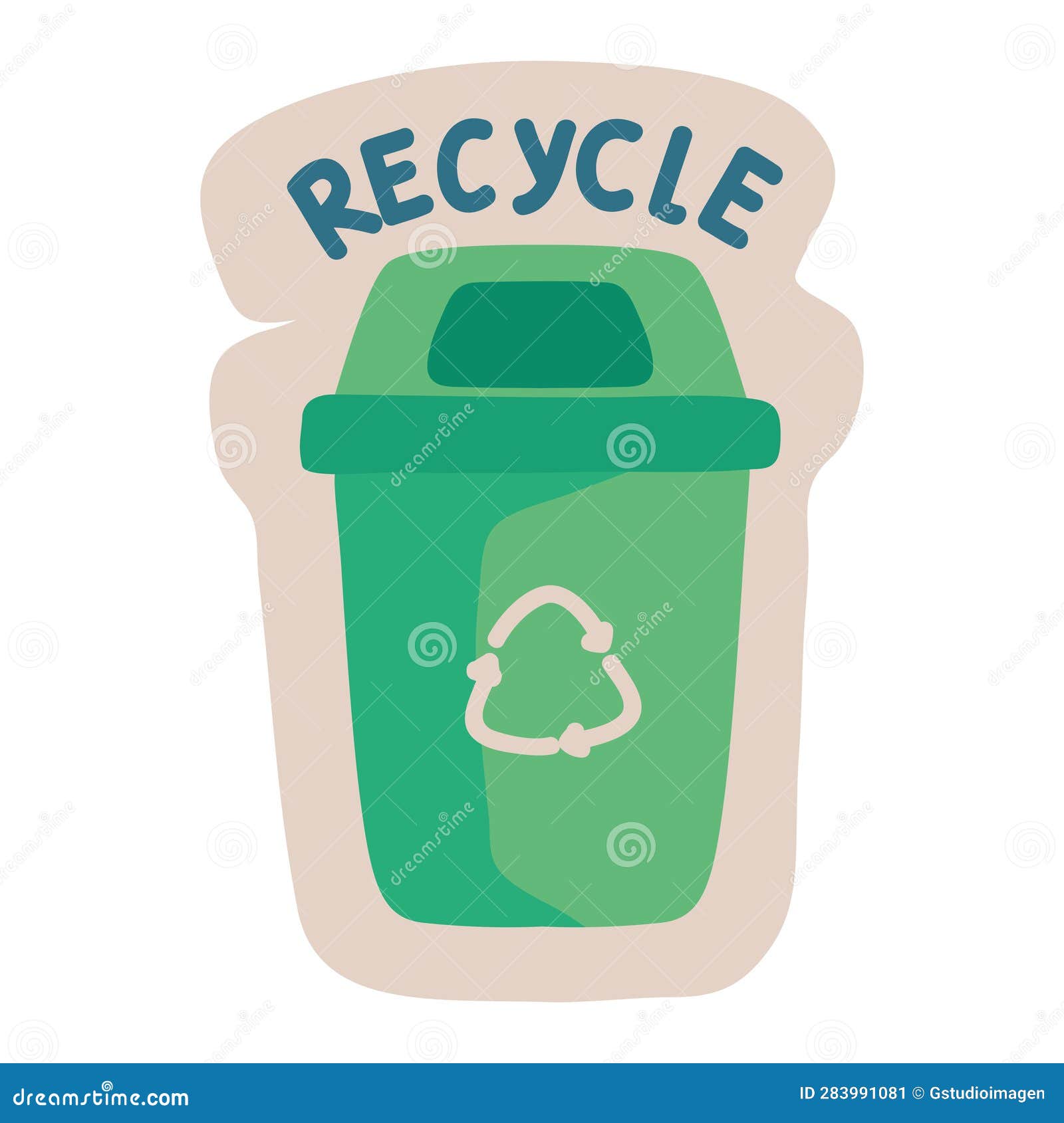 Recycle bin ecology stamp stock vector. Illustration of save - 283991081