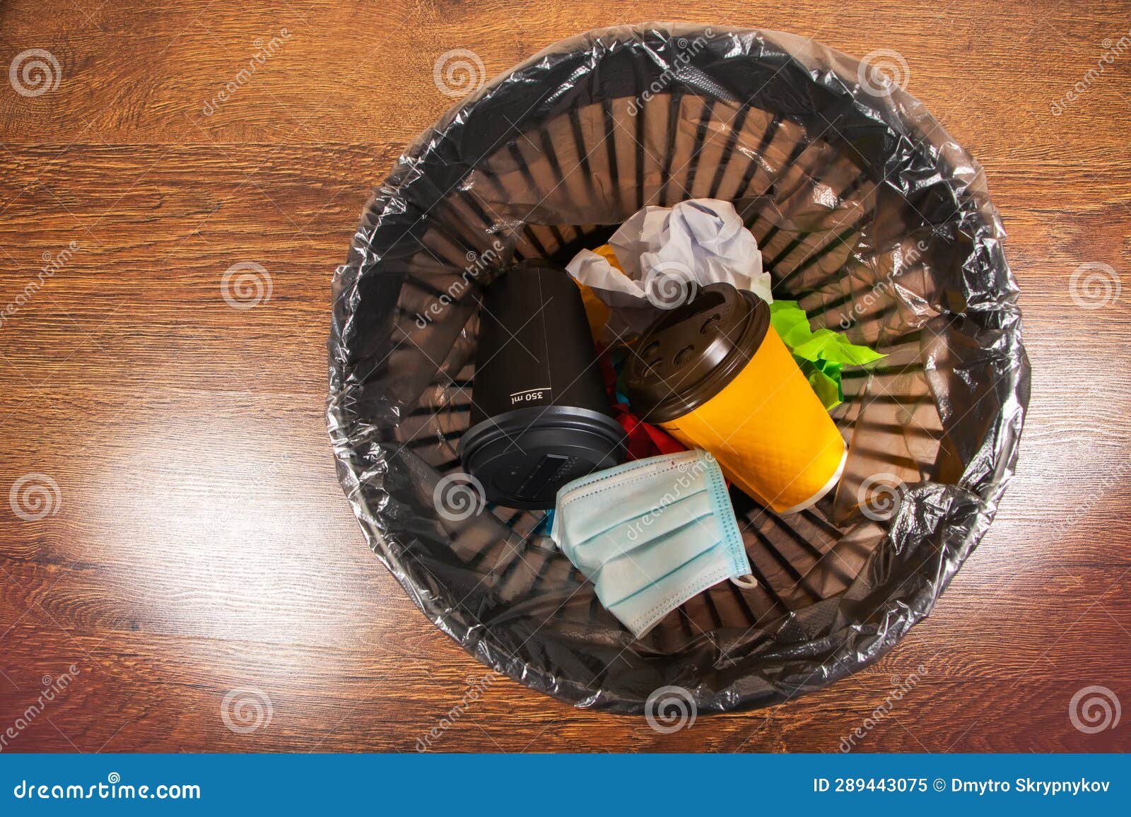 Recycle Bin Filled with Trash. Top View Stock Image - Image of white ...