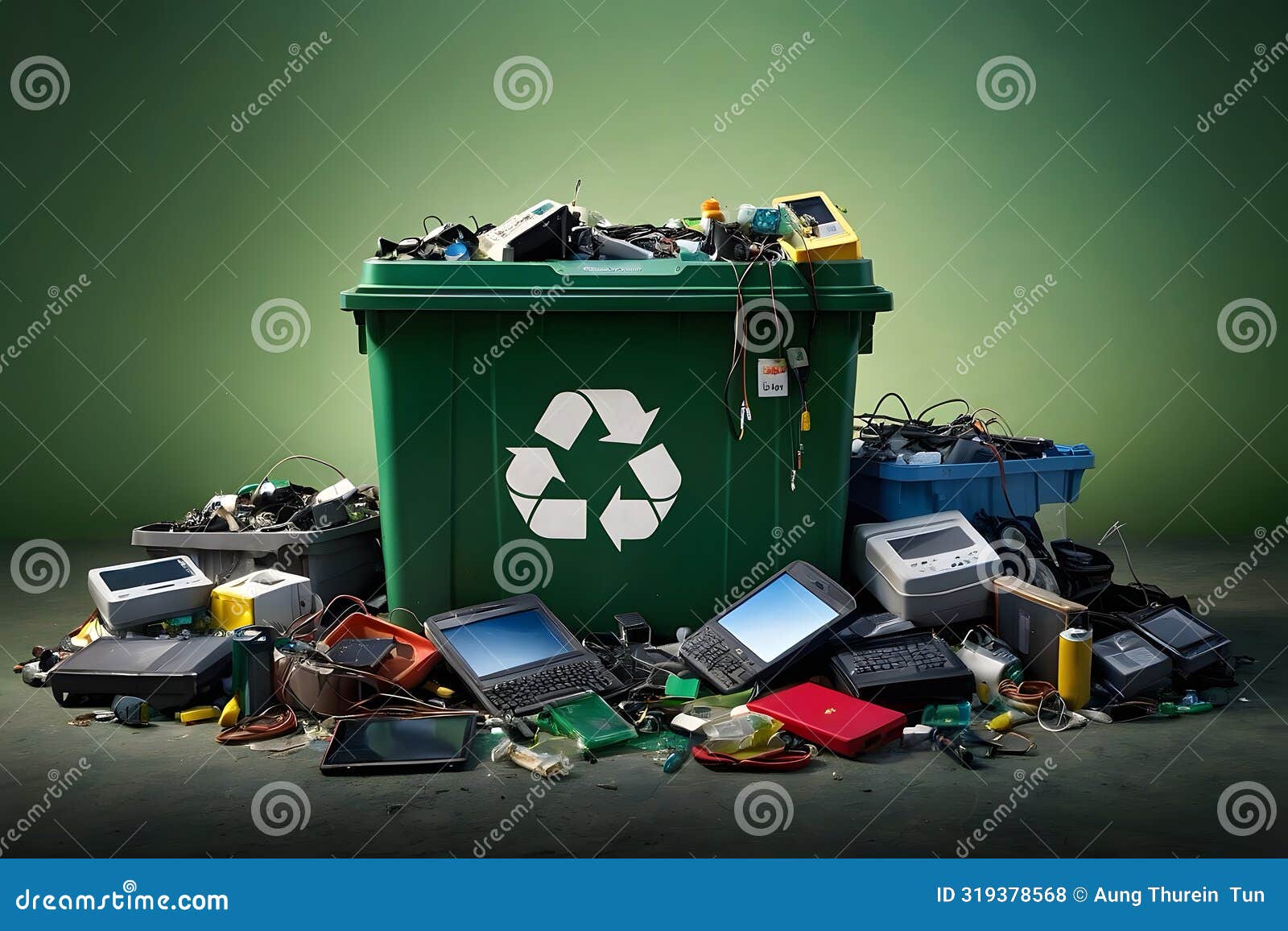 A Recycle Bin Full of E Waste As a Concept of E Waste Management Stock ...