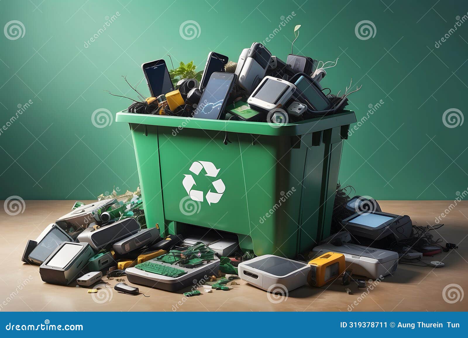 A Recycle Bin Full of E Waste As a Concept of E Waste Management Stock ...