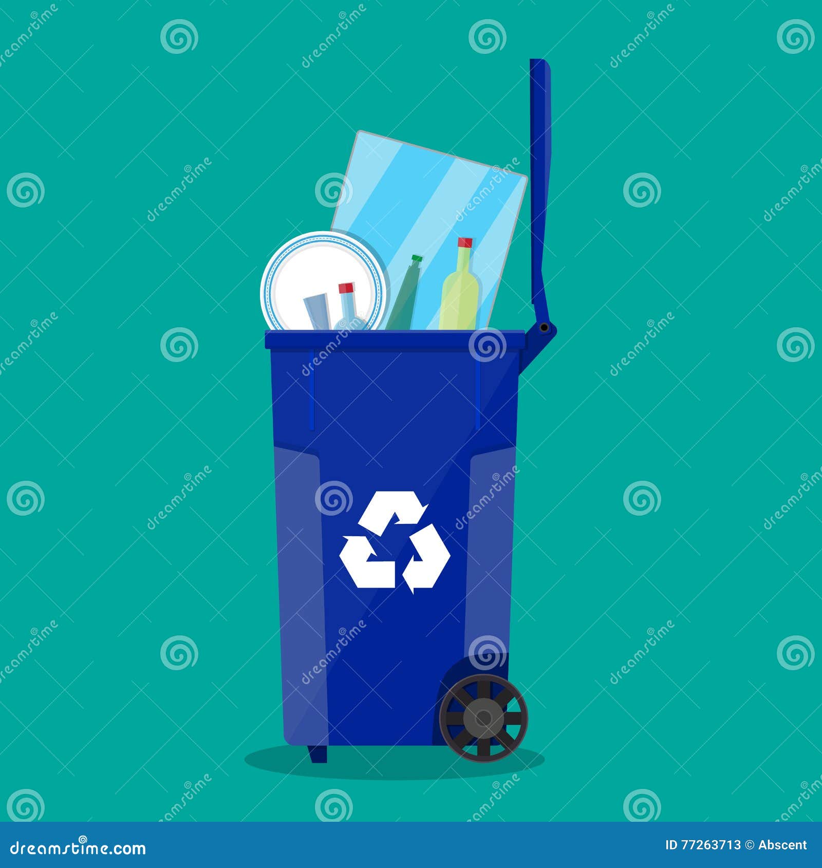 Garbage Bin Full Of Trash. Overflowing Container Vector Illustration ...