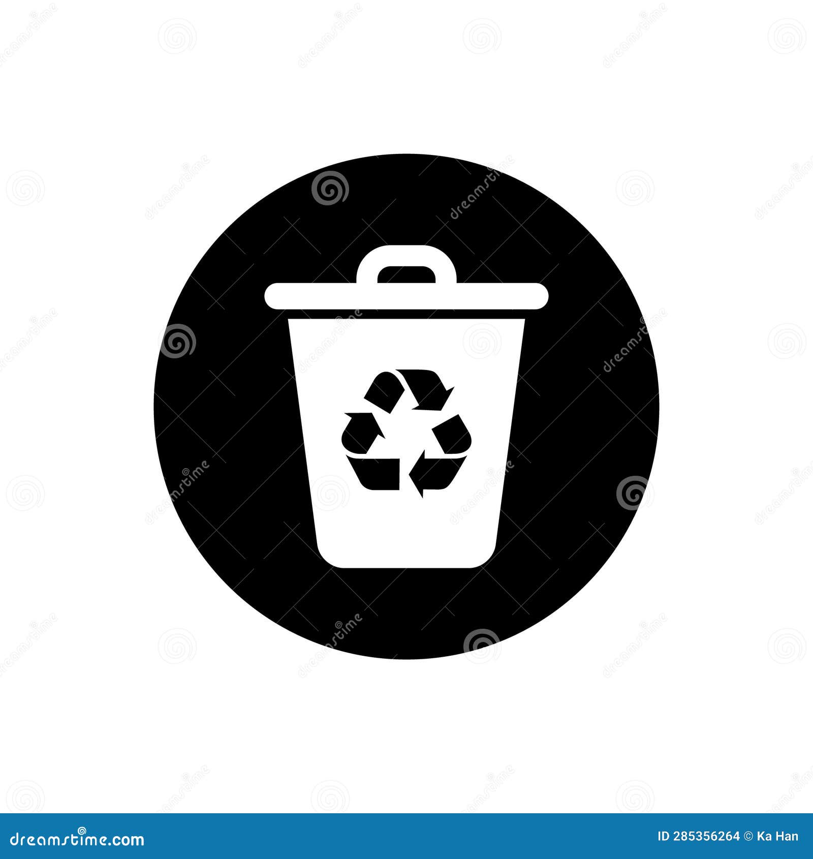 Recycle Bin, Garbage Icon Vector. Trash Can Symbol in Circle Background ...
