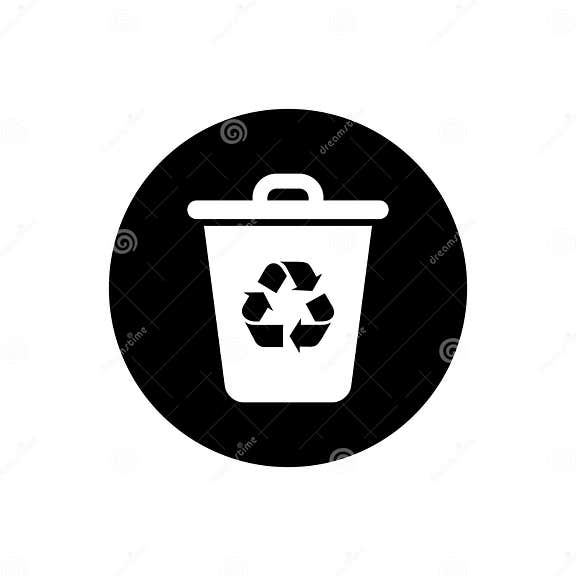 Recycle Bin, Garbage Icon Vector. Trash Can Symbol in Circle Background ...