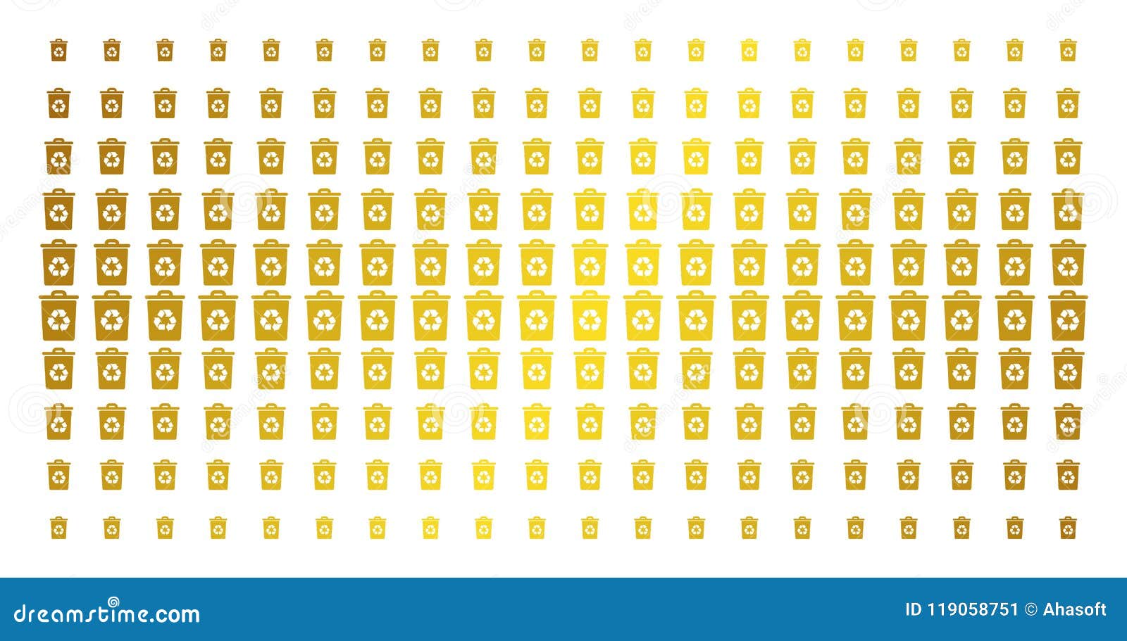 Bin, Recycle Gold Small Bin For Waste Isolated On White Background ...