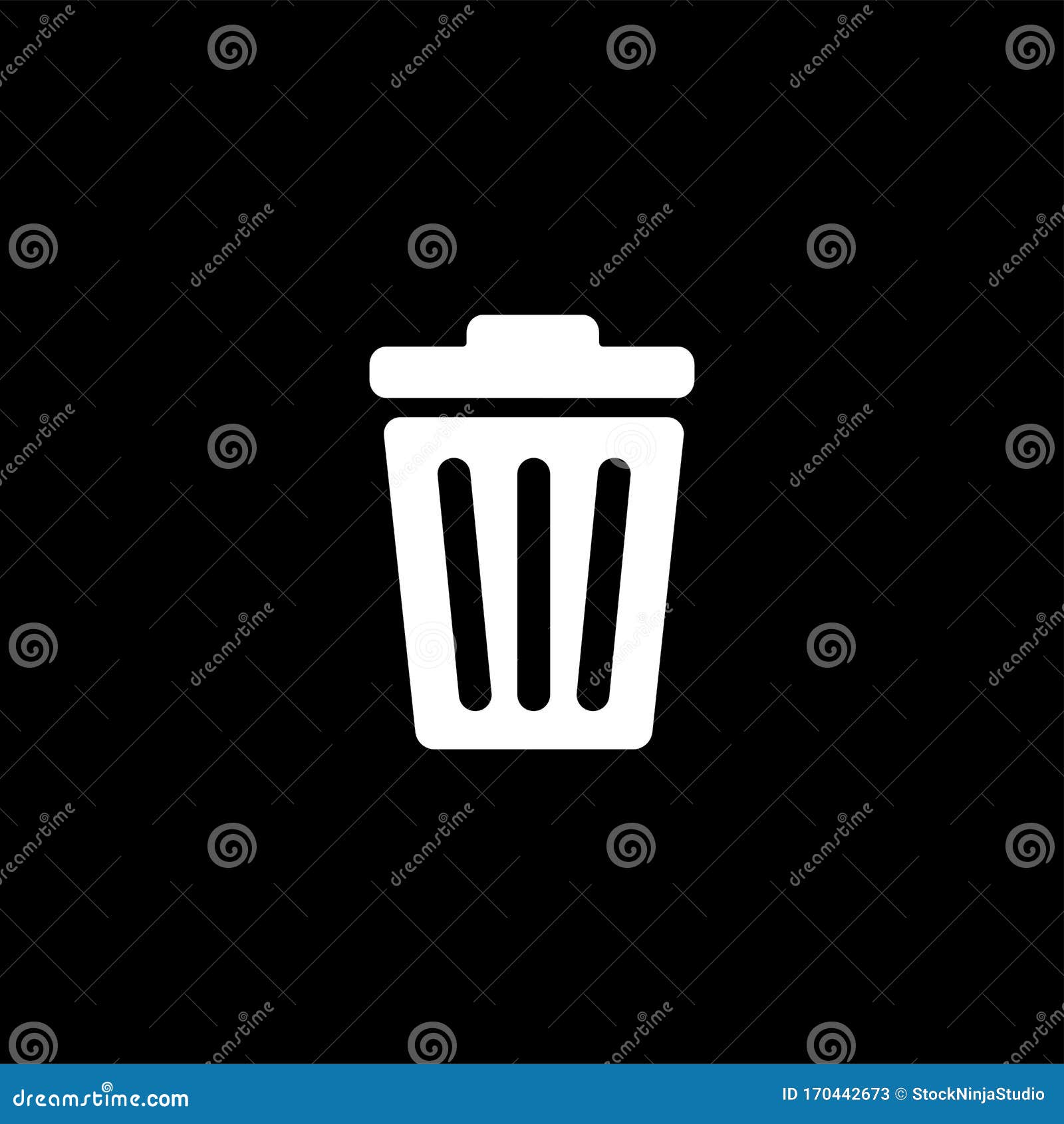 Recycle Bin Icon on Black Background. Black Flat Style Vector ...