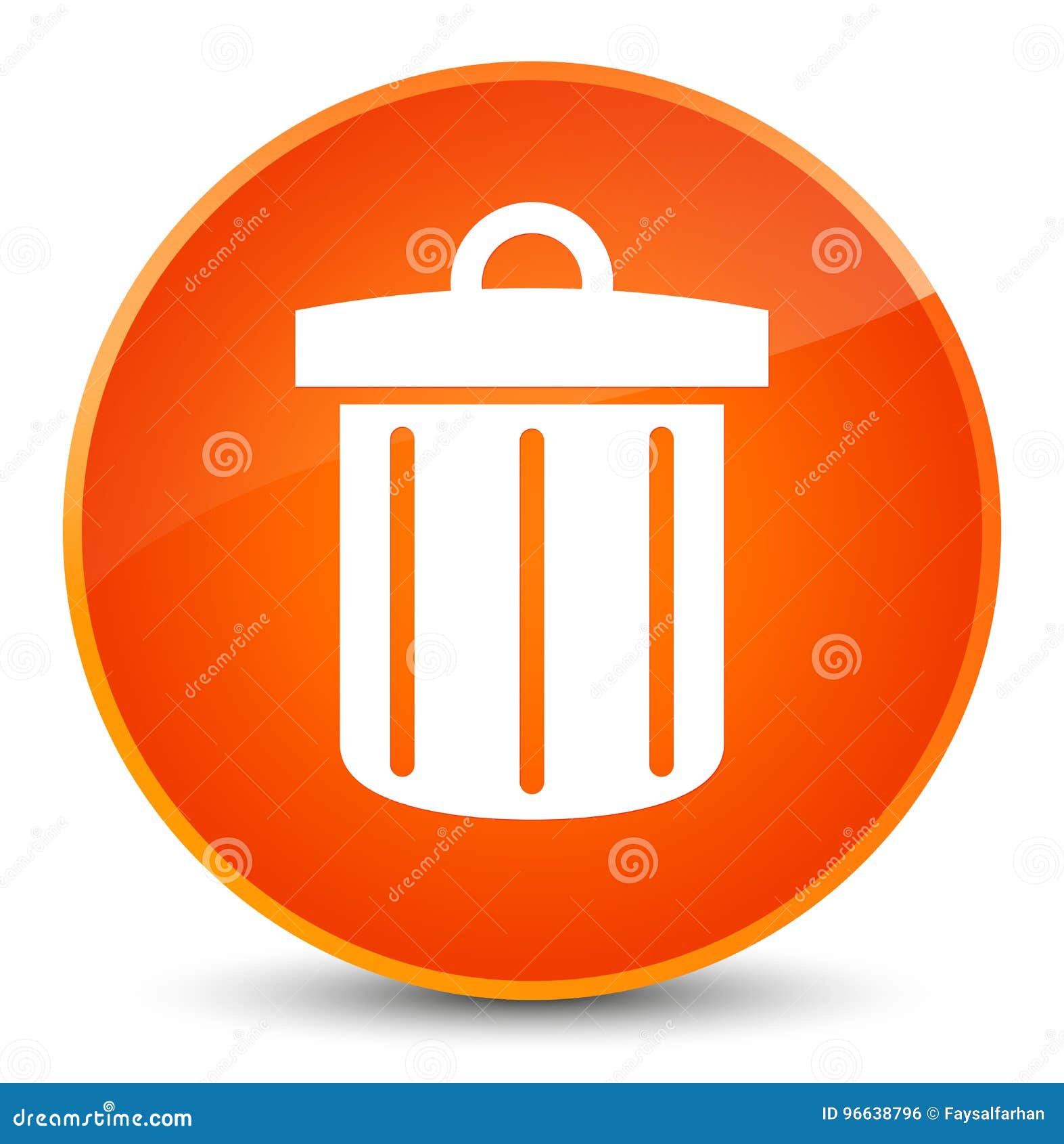 Recycle Bin Icon Elegant Orange Round Button Stock Illustration ...
