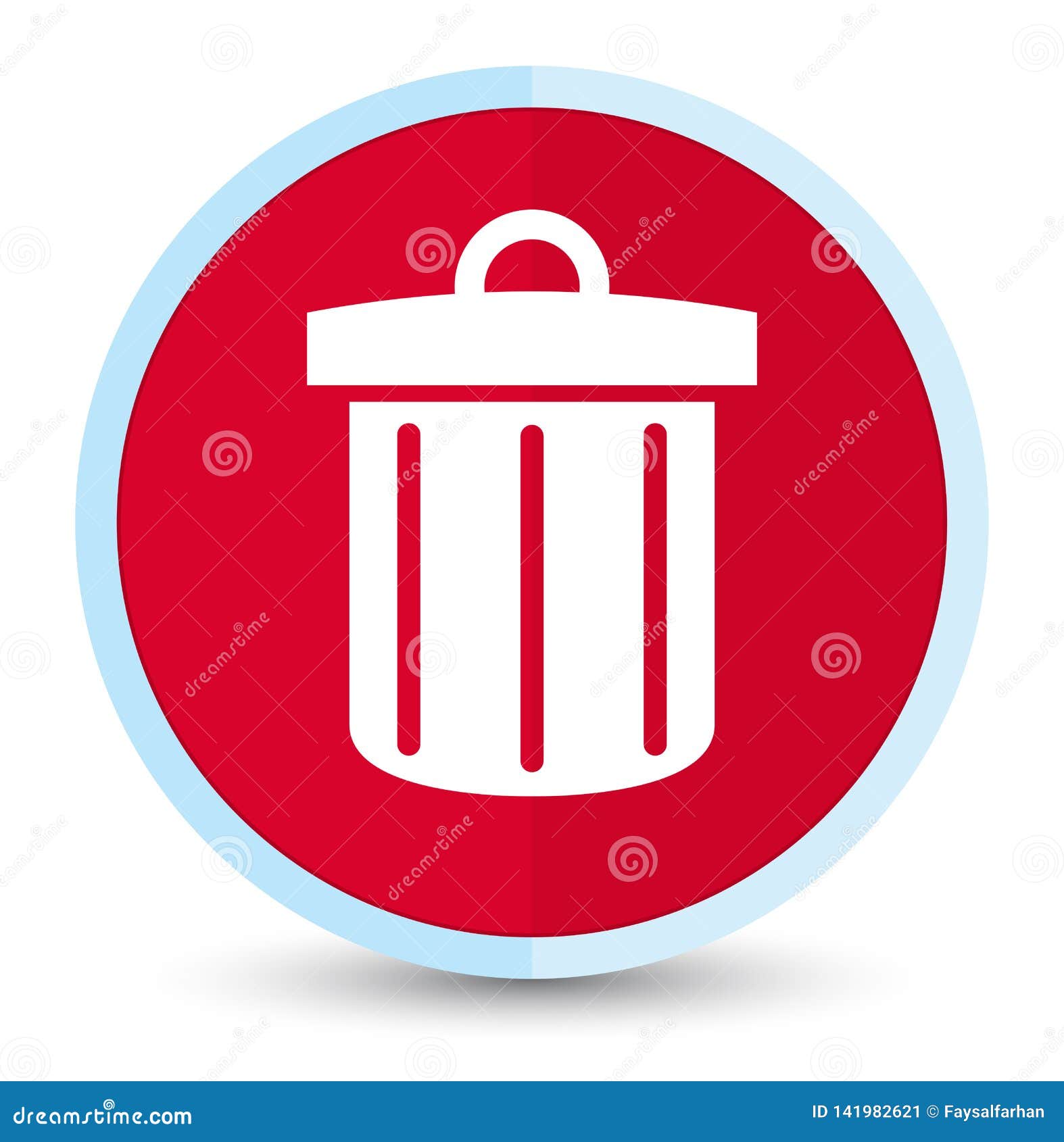 Recycle Bin Icon Flat Prime Red Round Button Stock Vector ...