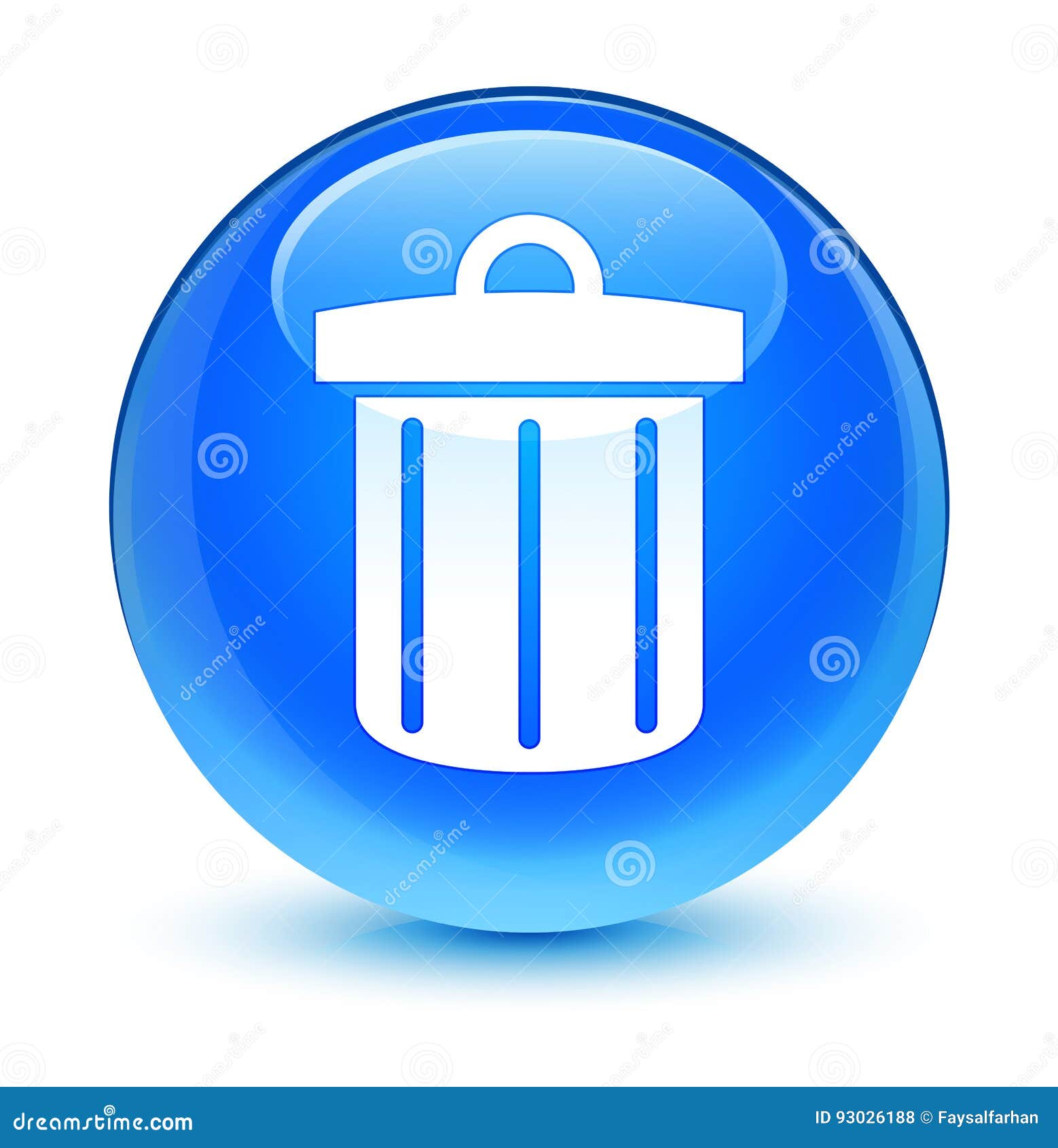 Recycle Bin Icon Glassy Cyan Blue Round Button Stock Illustration ...