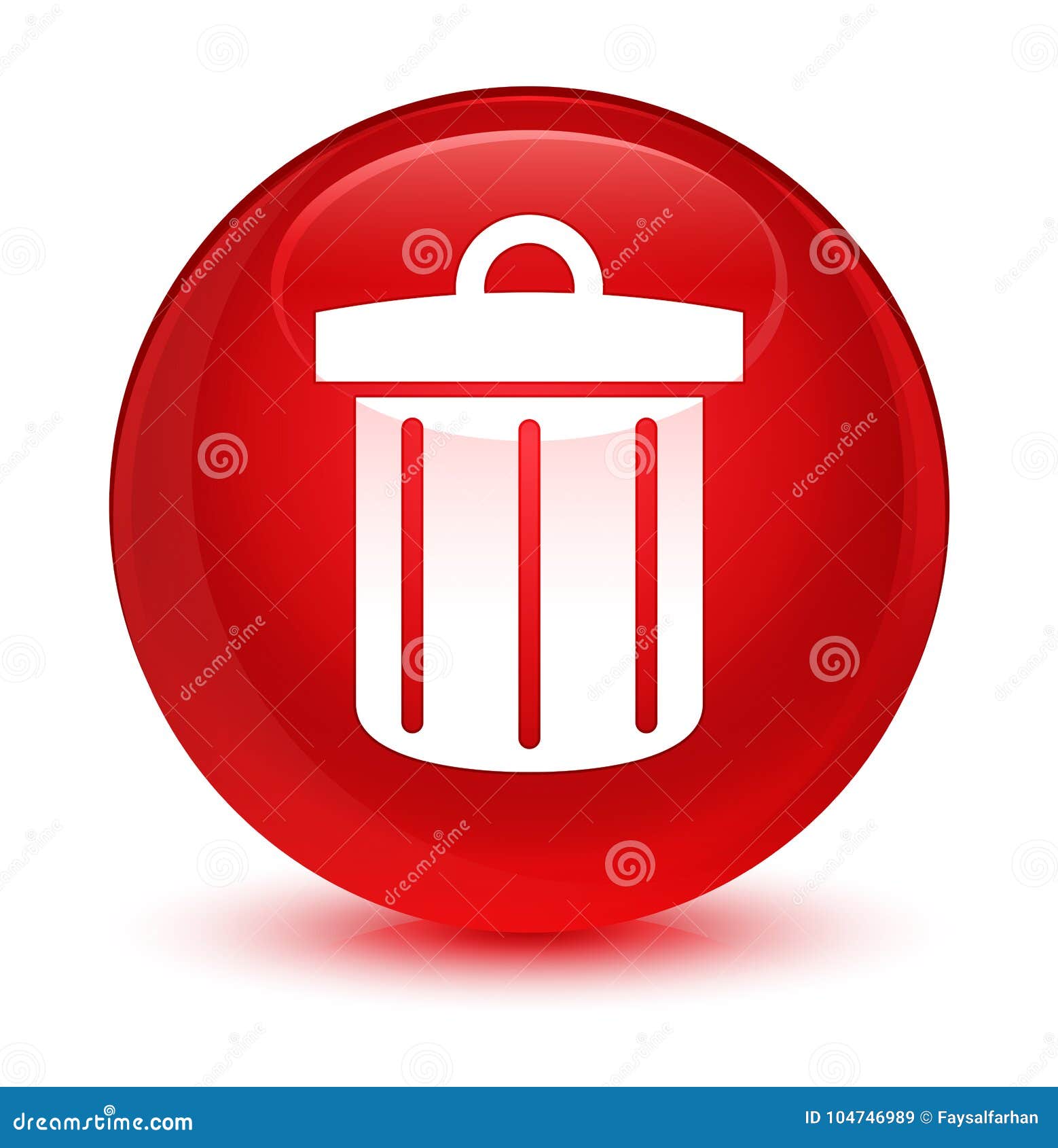 Recycle Bin Icon Glassy Red Round Button Stock Illustration ...
