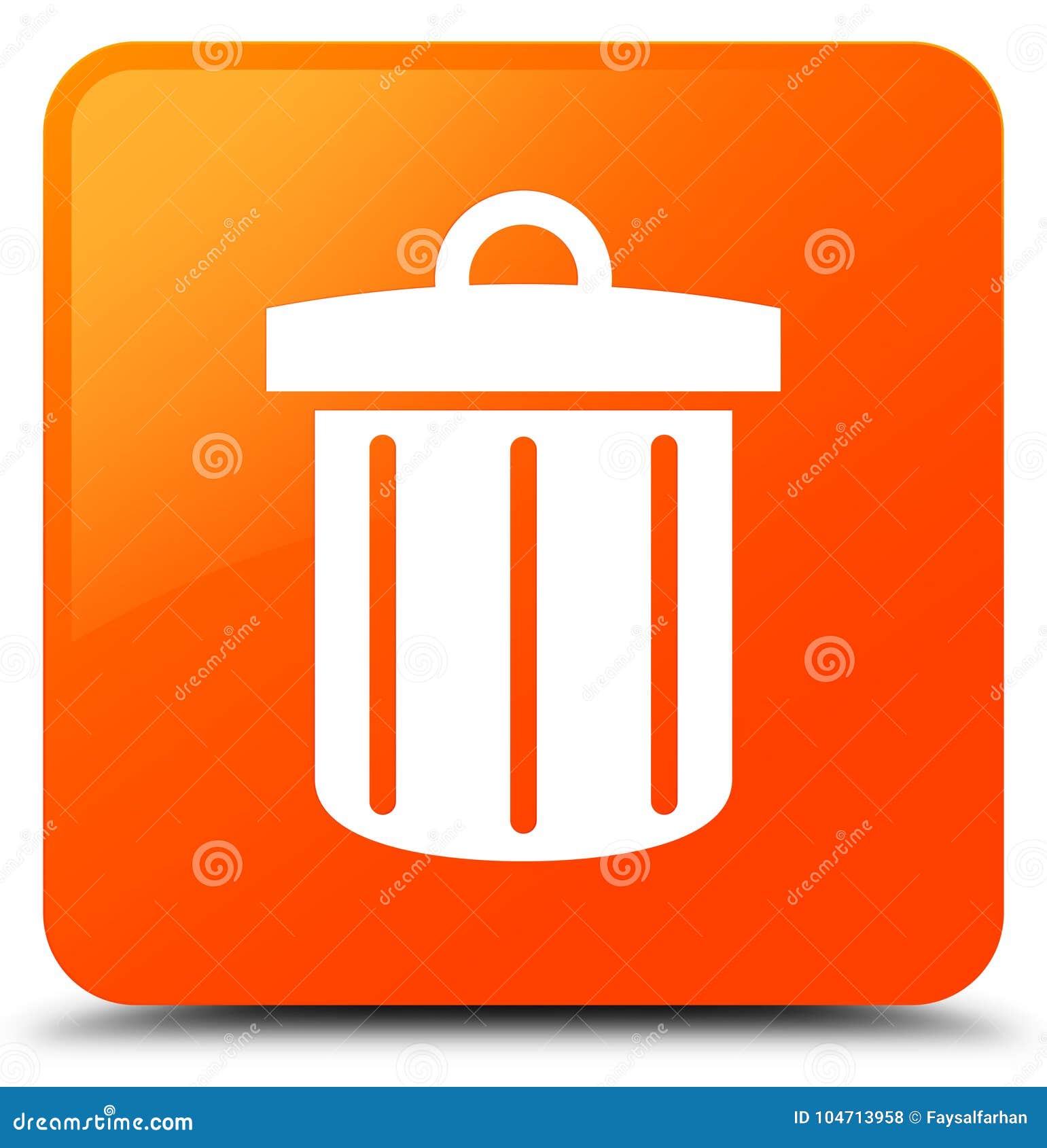 Recycle Bin Icon Orange Square Button Stock Illustration - Illustration ...