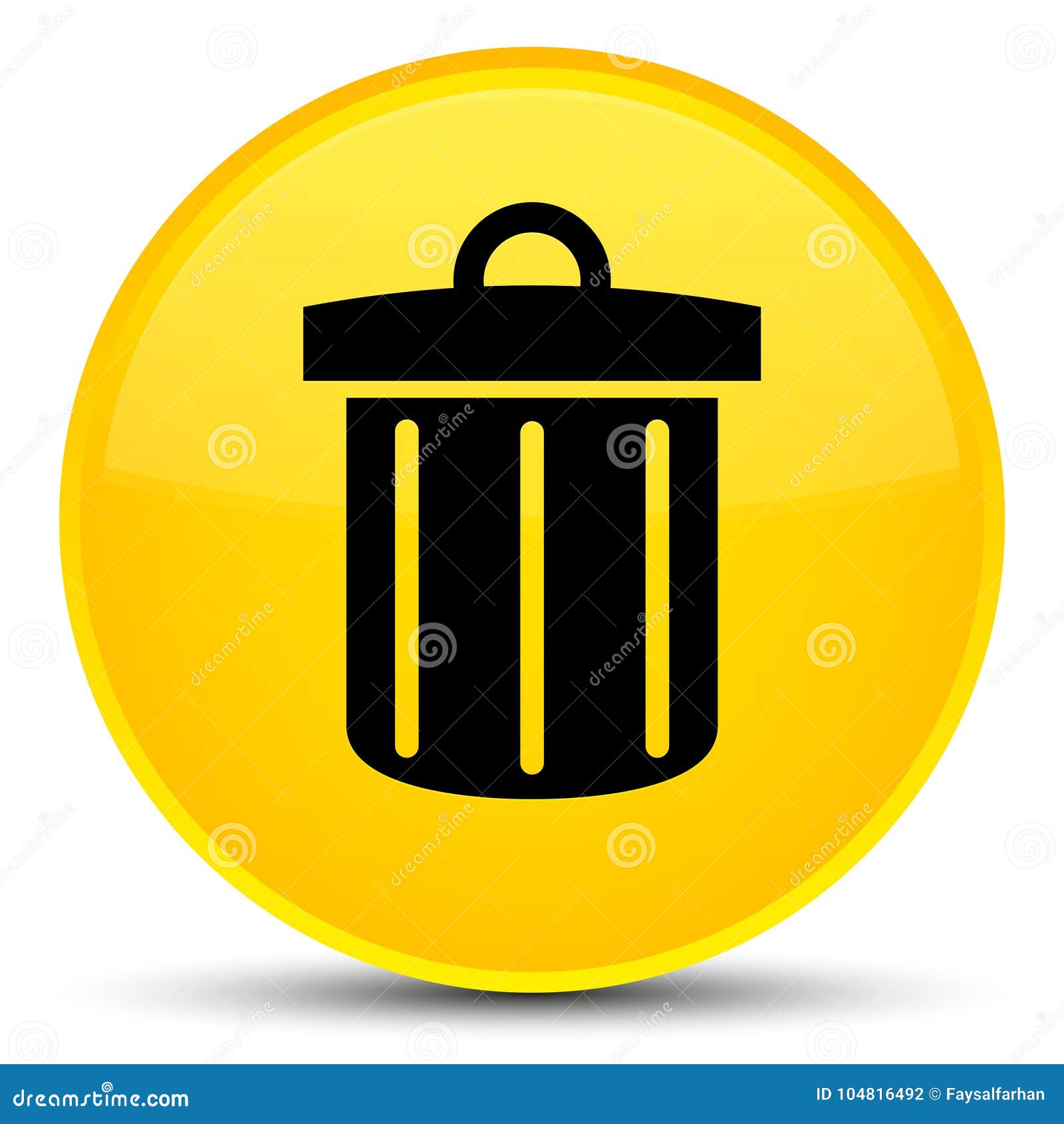 Recycle Bin Icon Special Yellow Round Button Stock Illustration ...