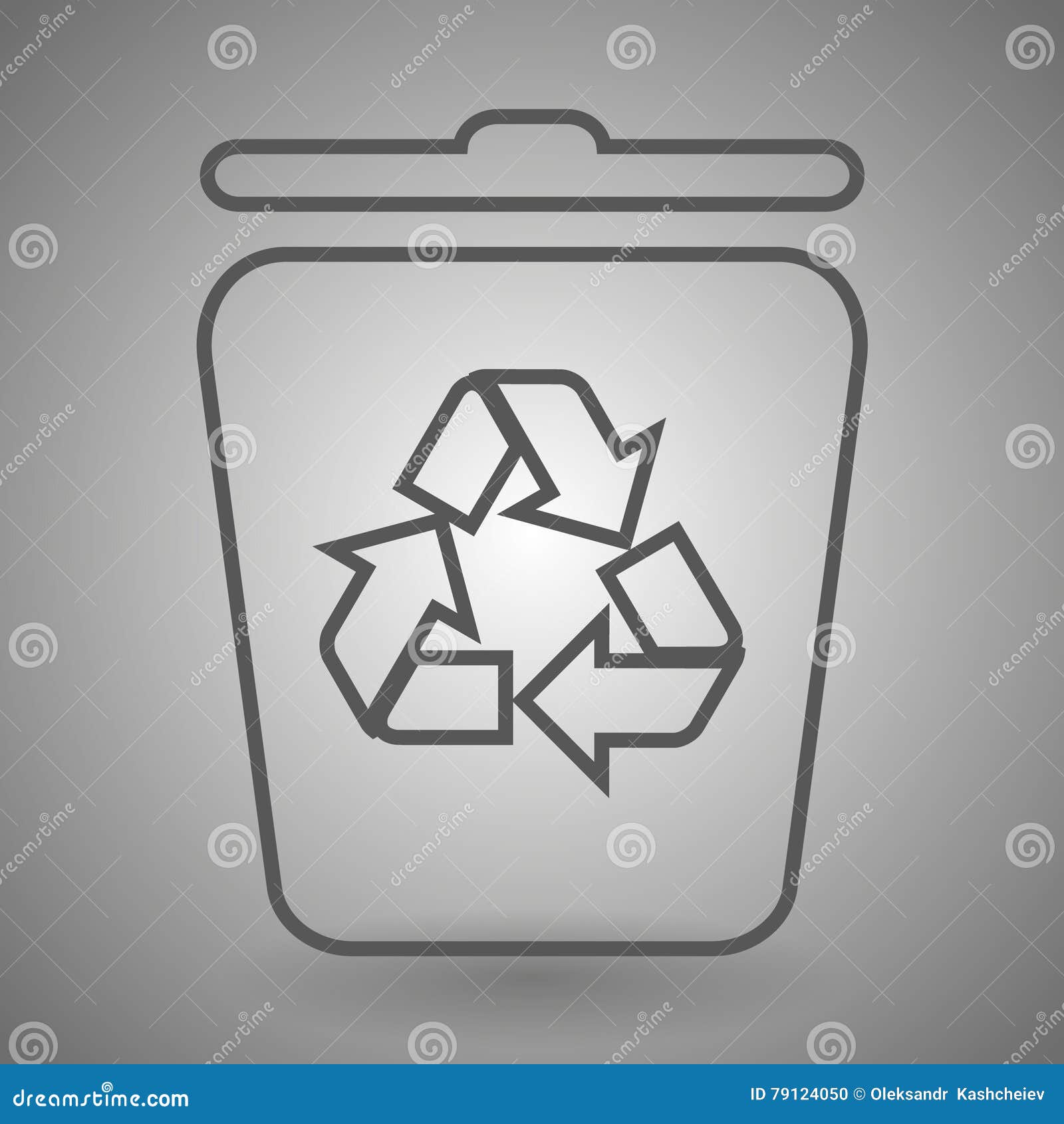Recycle Bin Icon. Trashcan Icon Contour Illustration on Gray Background ...
