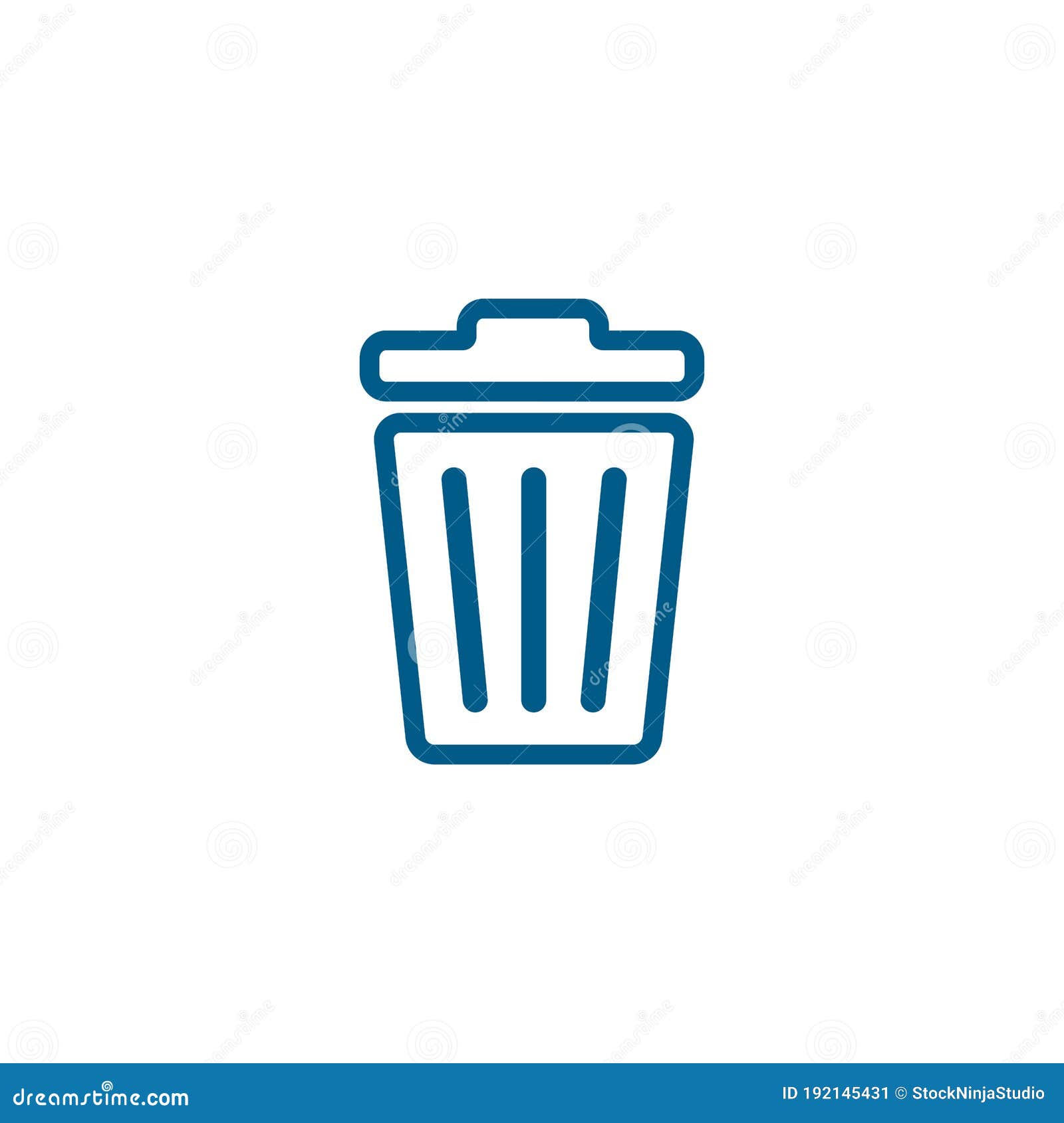 Recycle Bin Line Blue Icon on White Background. Blue Flat Style Vector ...