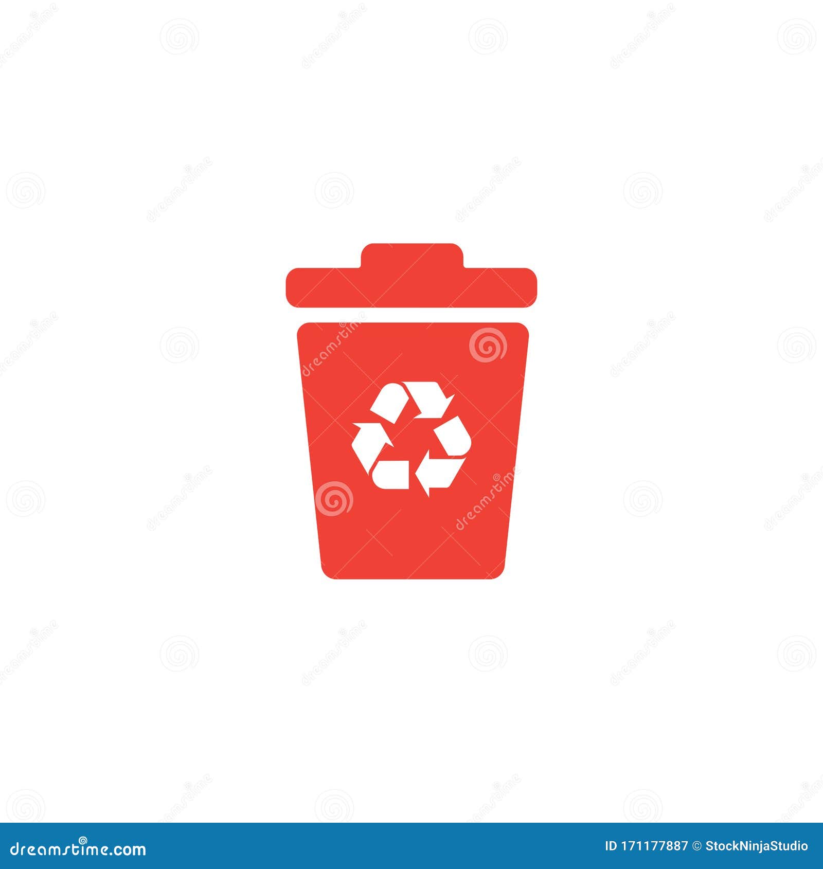 Recycle Bin Red Icon on White Background. Red Flat Style Vector ...