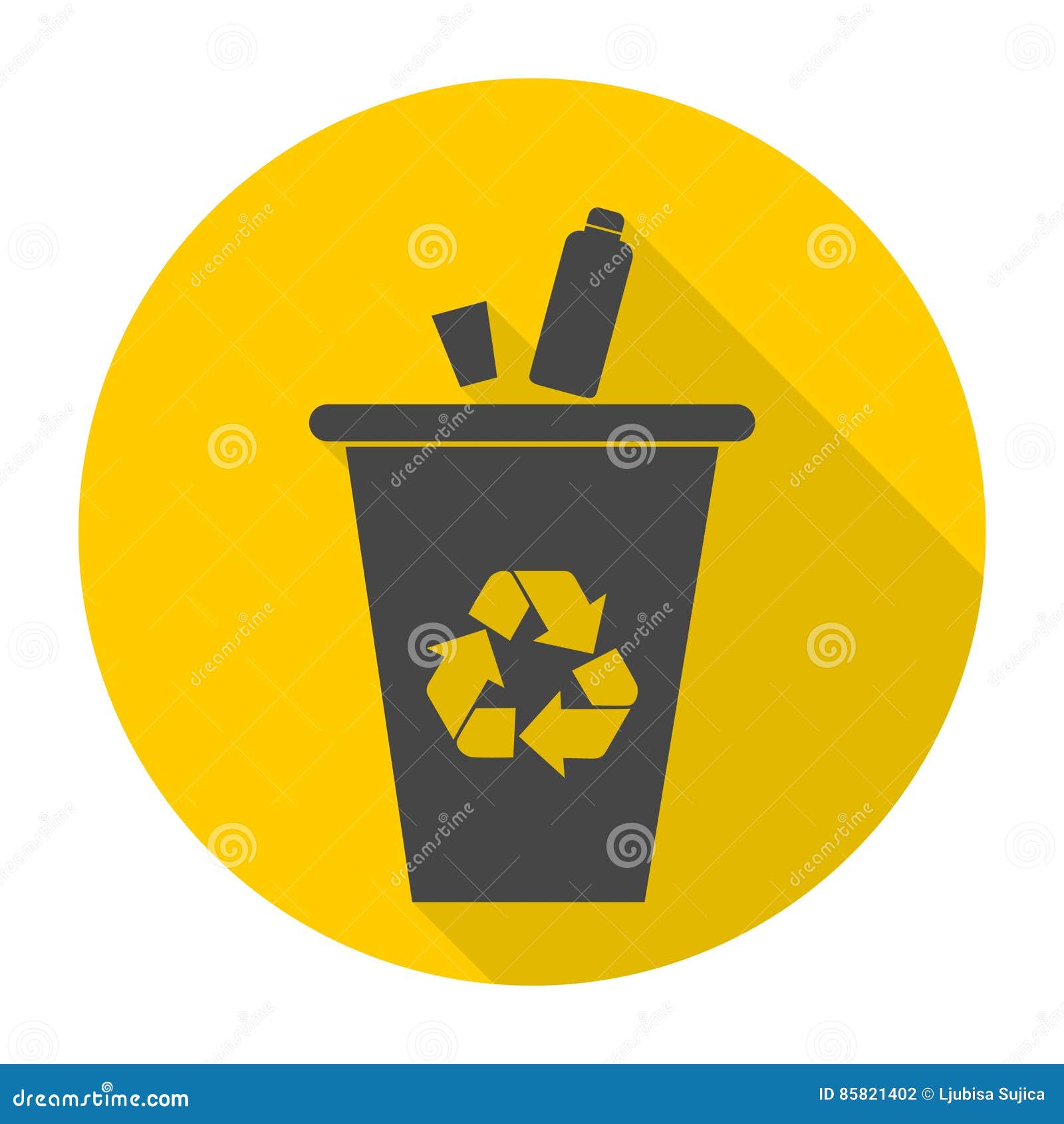Garbage Icon. Rubbish Plastic And Paper Garbage Recycle Bins Vector ...