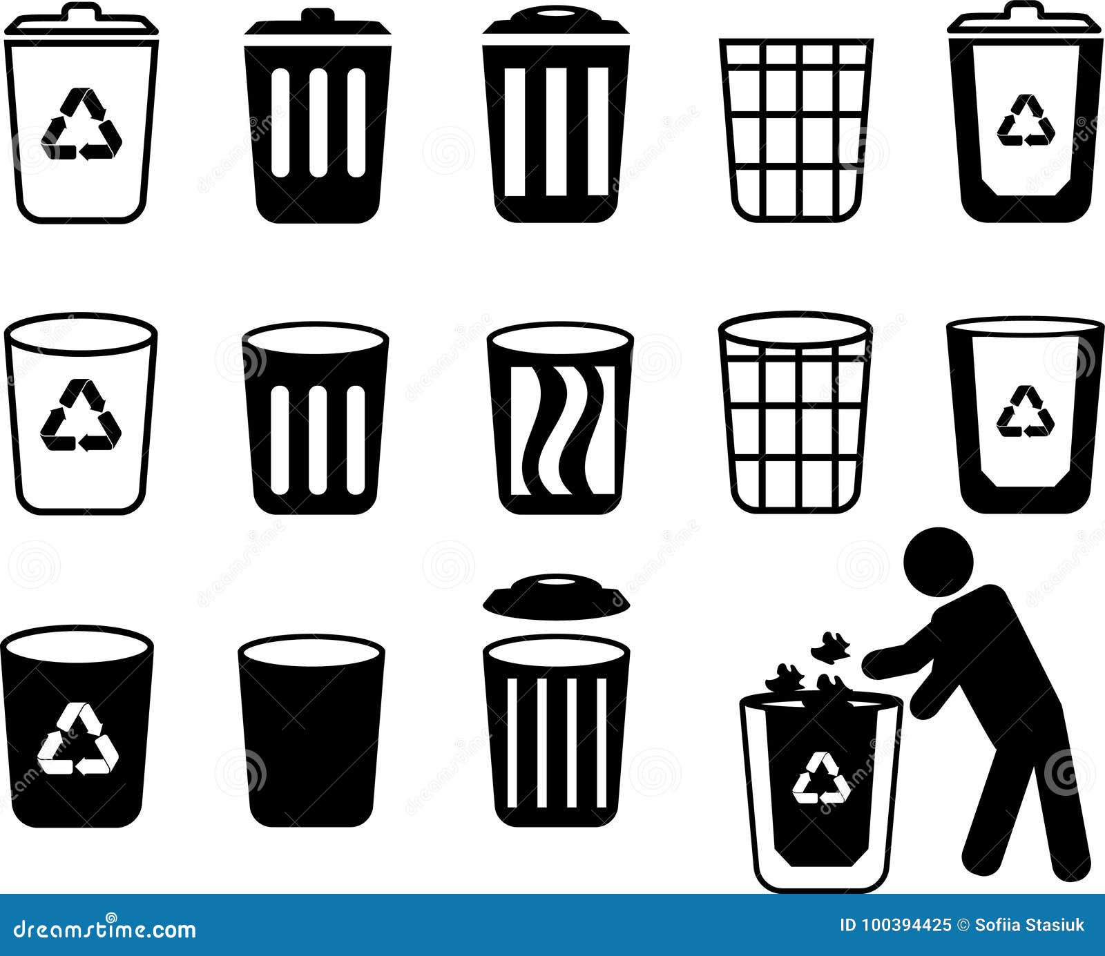 Recycle bin vector icon stock vector. Illustration of icon - 100394425