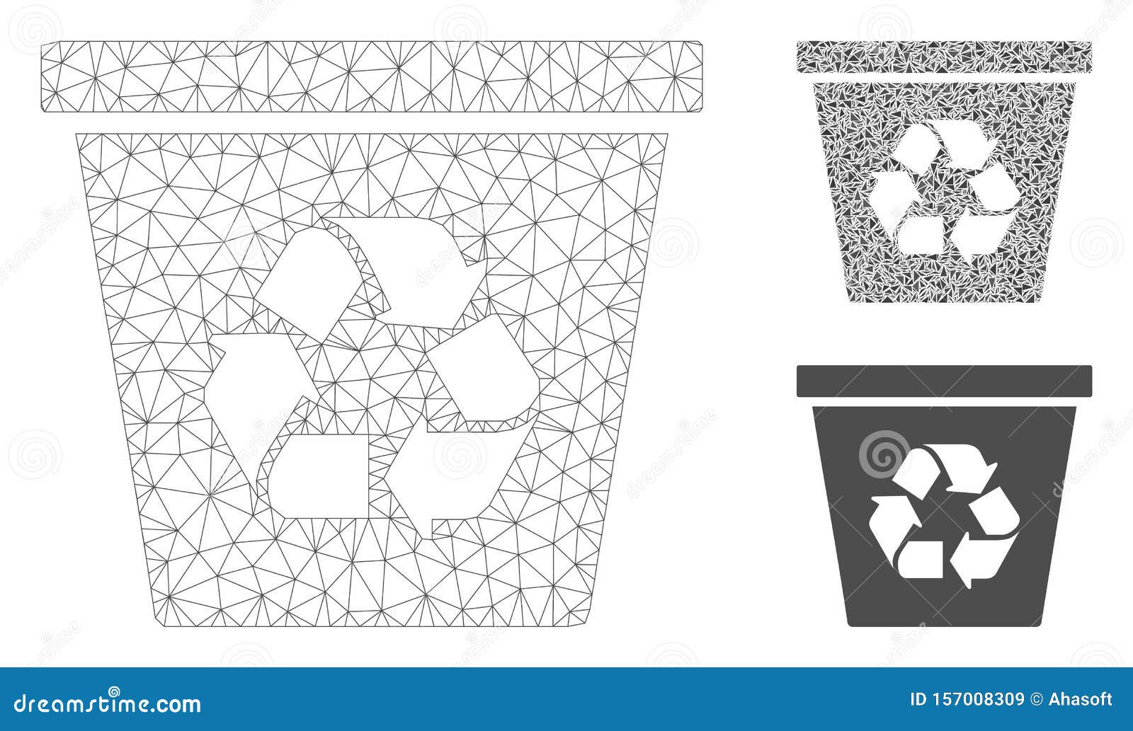 Recycle Bin Vector Mesh Wire Frame Model and Triangle Mosaic Icon Stock ...