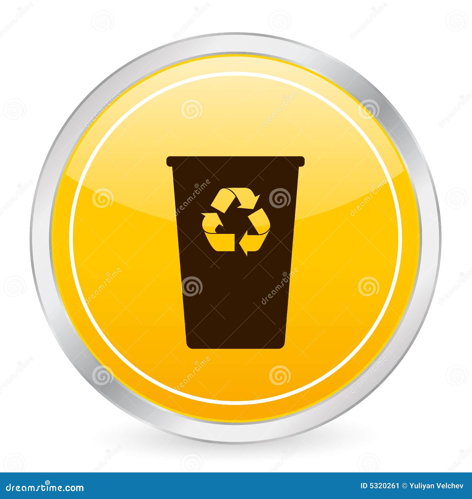 Recycle Bin Yellow Circle Icon Stock Vector - Illustration of site ...