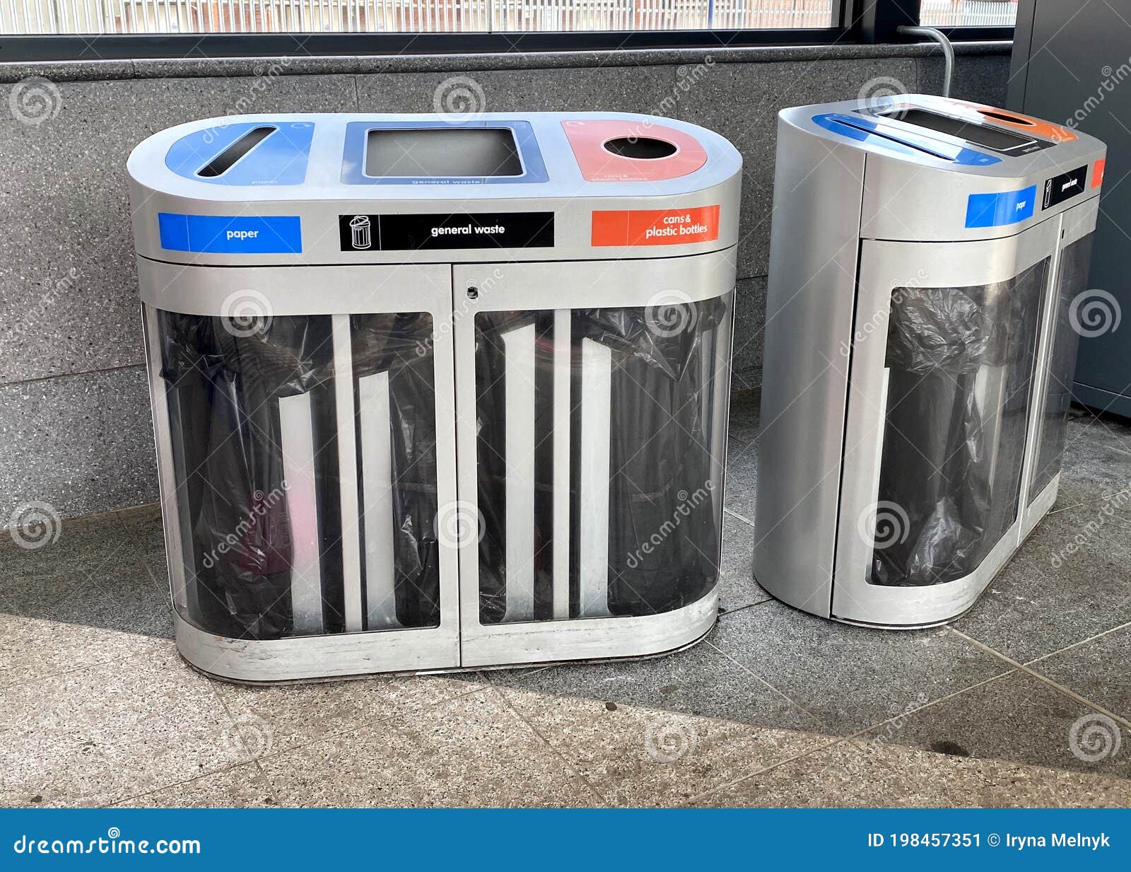 Recycle Bins in the Bus Stop Stock Image - Image of recycling, recycle ...