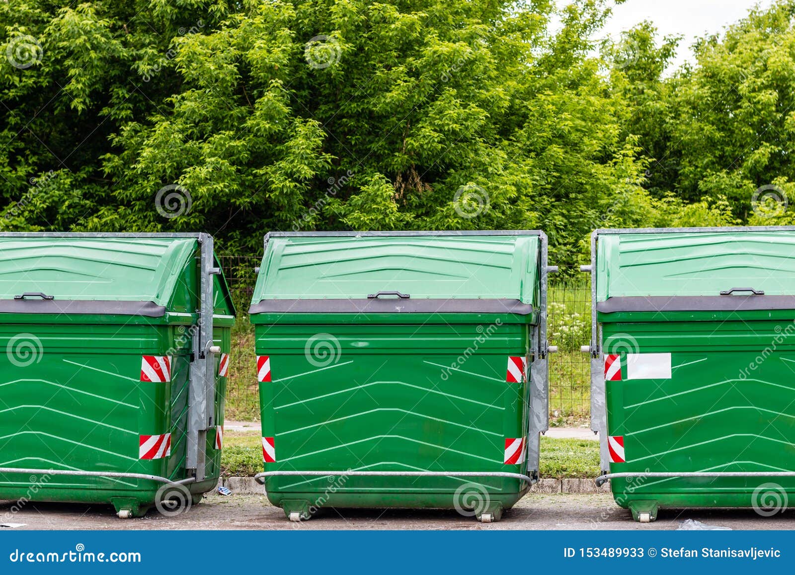 Recycle bins in row stock image. Image of belgrade, container - 153489933
